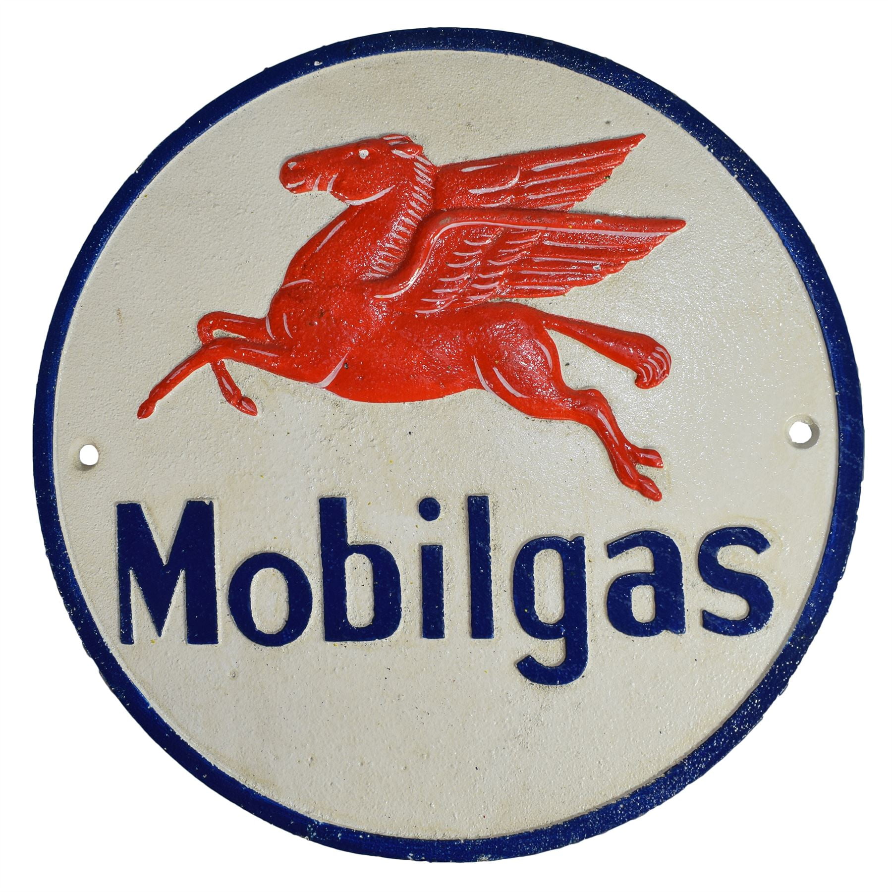 Mobilgas Fuel Round Cast Iron Sign Plaque Wall Garage Petrol Workshop ...