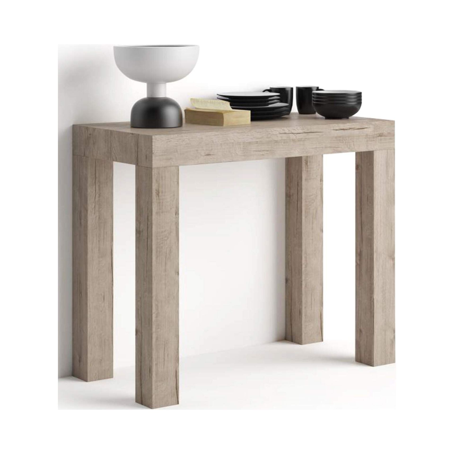 Modern Elasto Engineered Wood Italian Extendable Console Table in White ...