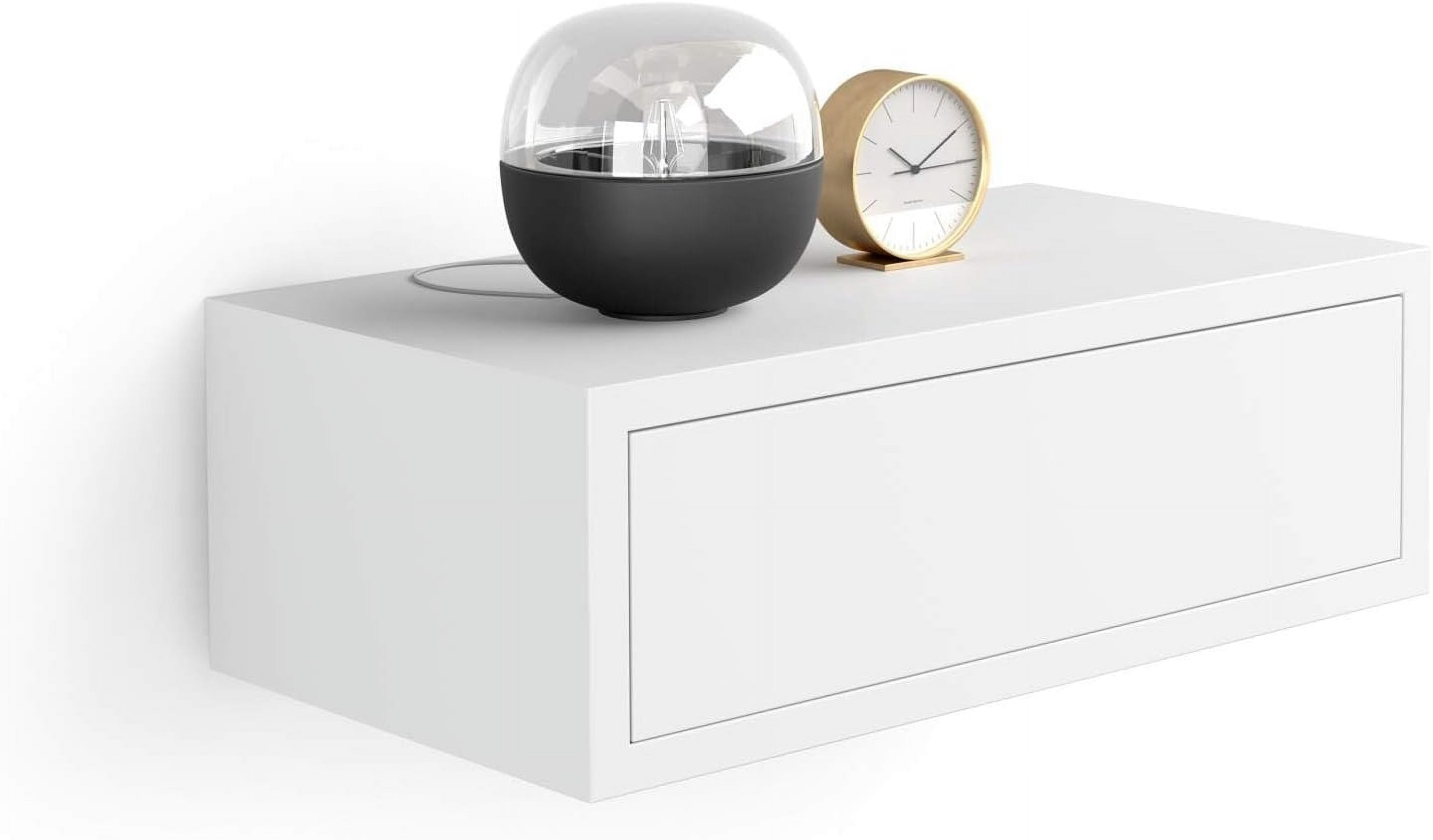 Mobili Fiver, Riccardo Floating nightstand, Matt White, 17.7" x 9.8" x ...