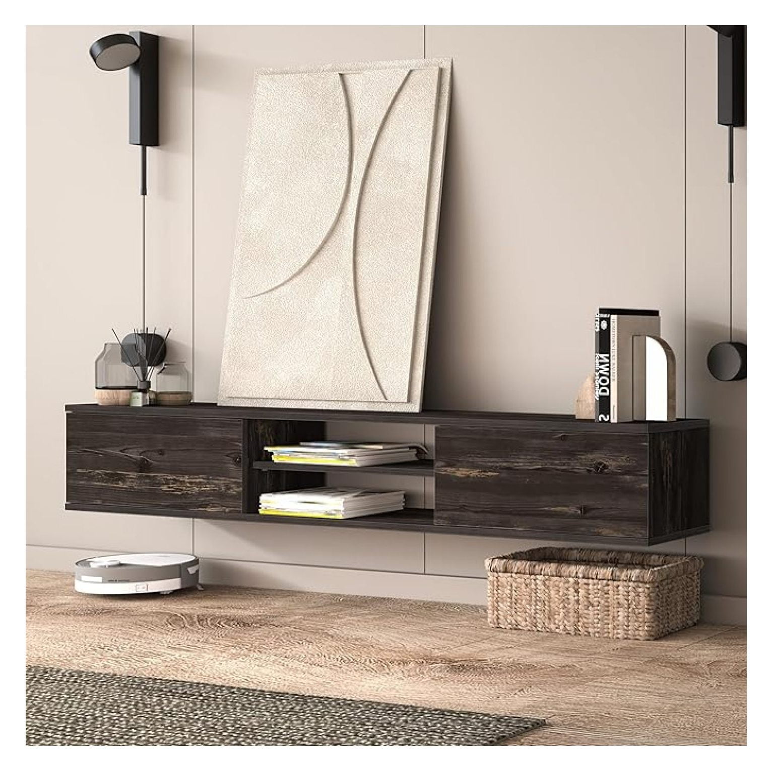 Mobili Floating TV Stand, 70 inch TV Stand for 75 inch TV, Floating TV ...