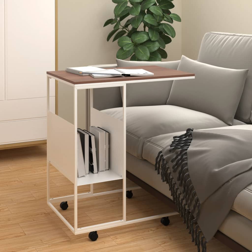 Mobility White Side Table with Wheels - 21.7x14.2x25, Durable ...