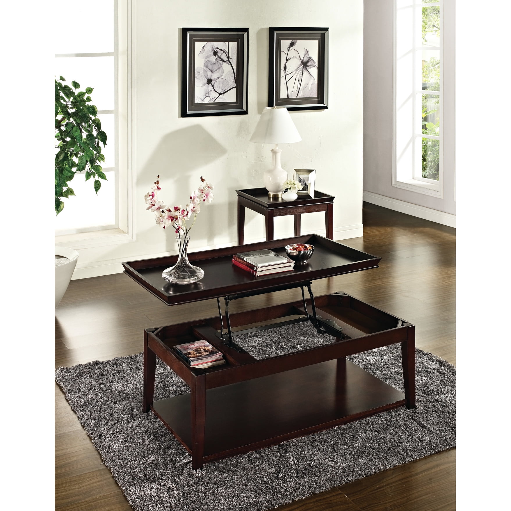 Mobility with Casters & Bottom Display Shelf - Lift Top Table for Easy ...