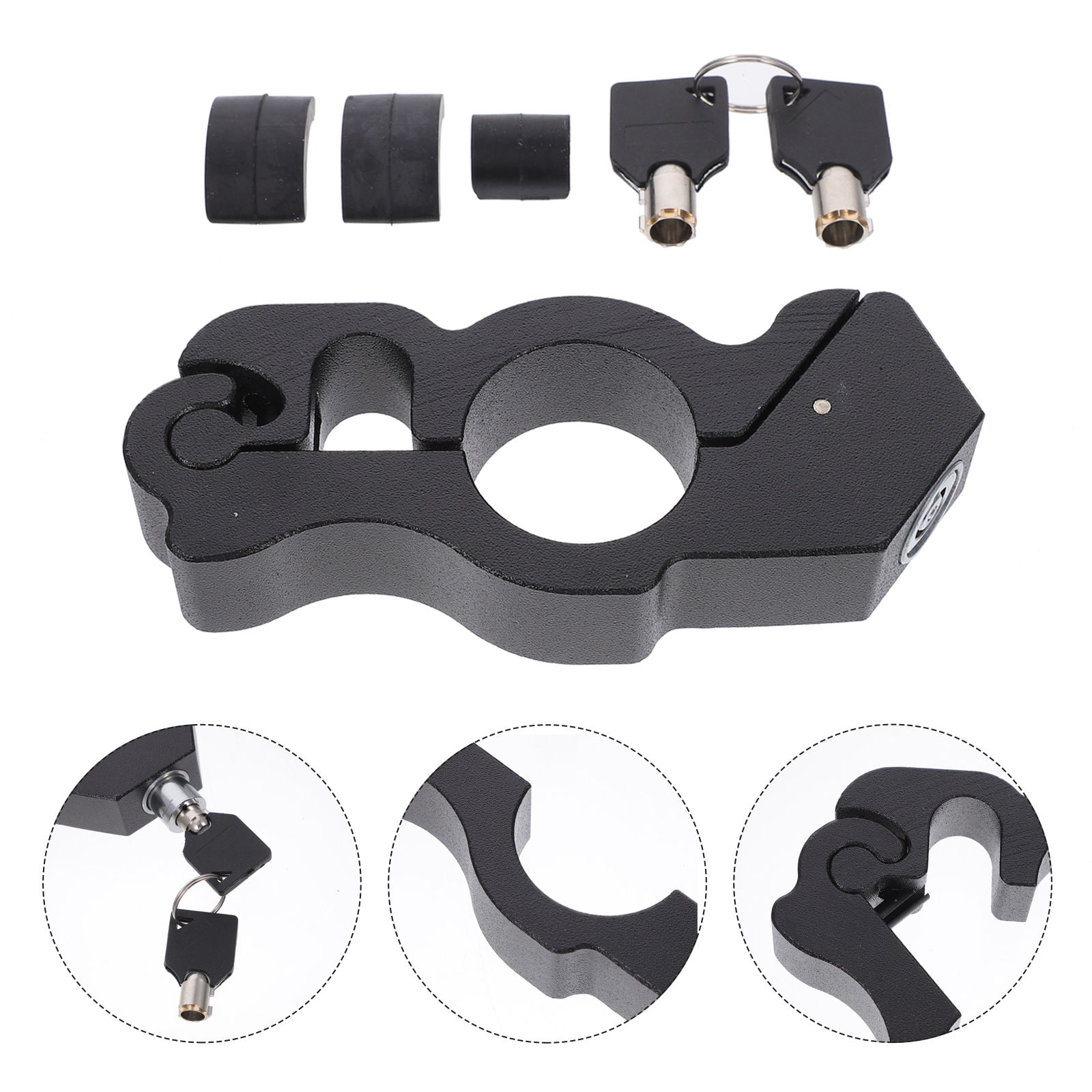 Mobutofu 1 Set Anti-Theft Motorcycle Handle Lock Black Aluminum Alloy ...