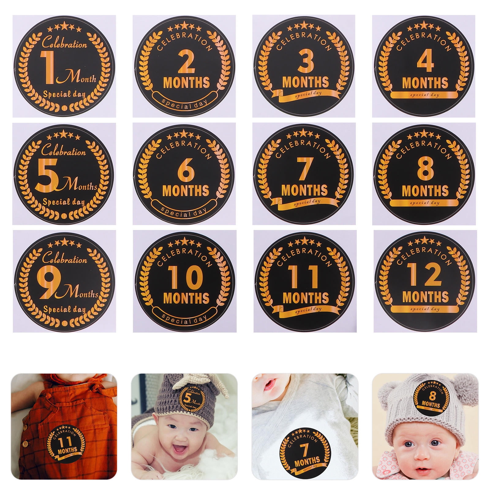 Mobutofu 1 Set Baby Month Signs Milestone Belly Decals Assorted Color ...
