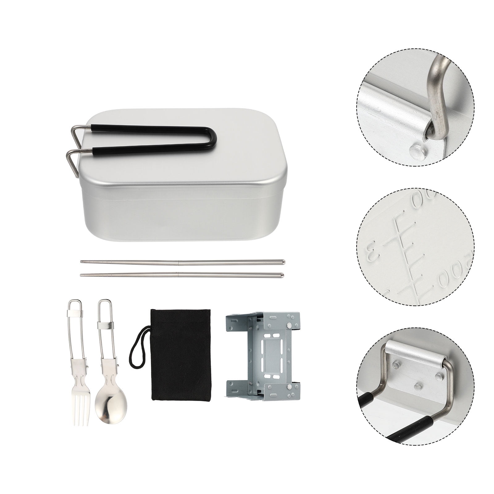 Mobutofu 1 Set Tableware Dinnerware Camping Metal Lunch Box With ...