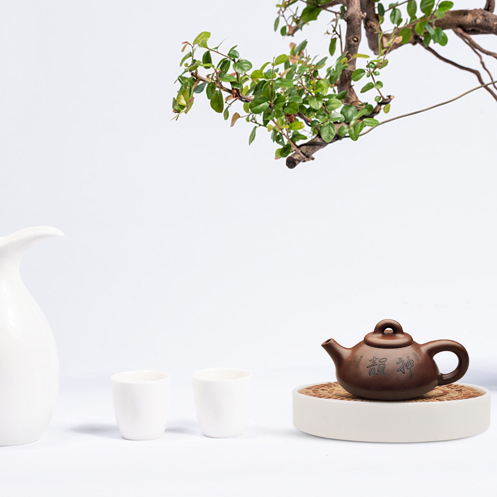 Mobutofu 1 Set Teacup Storage Rack Tea Set Display Rack Rattan Ceramics ...