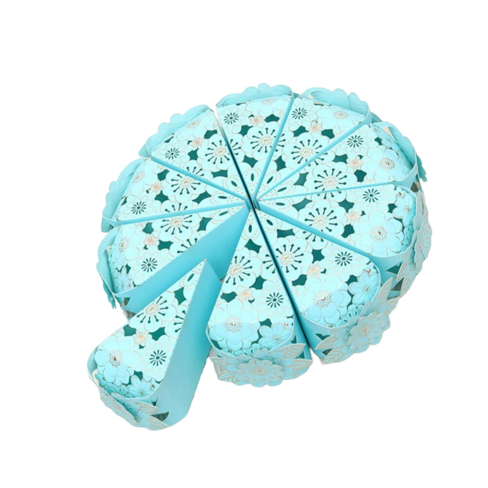 Mobutofu 10 Pcs Triangle Cake Package Case Blue Paper Small Bakery ...