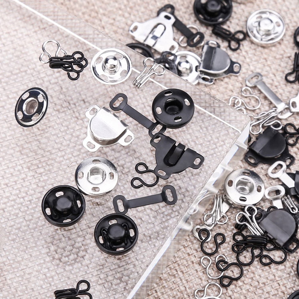 Mobutofu 100Pcs Round Clothing Hook Buttons Copper Sewing Accessory for Tailors in Silver Black ...