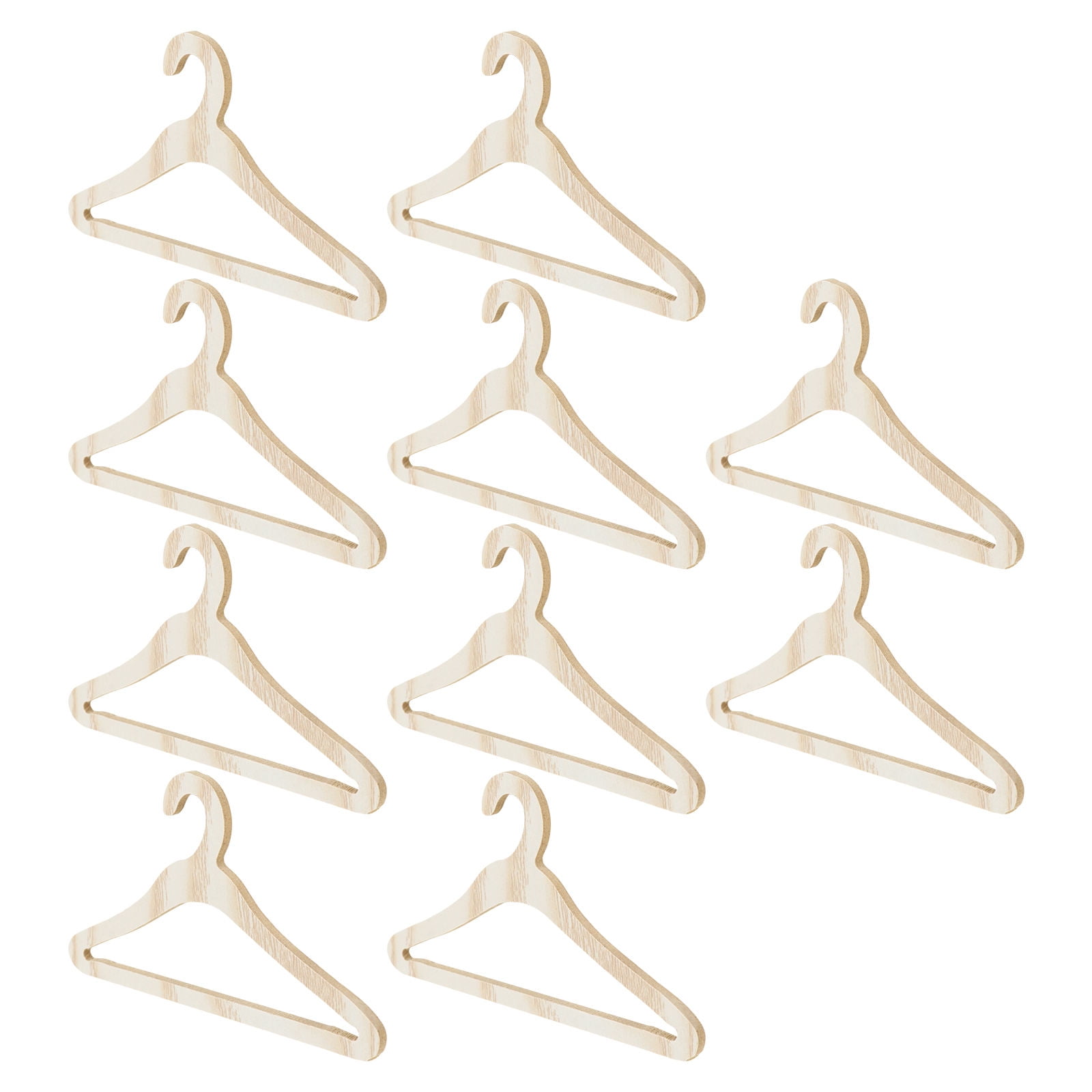 Mobutofu 10Pcs Lightweight Khaki Wood Dolls Accessory Hangers for ...