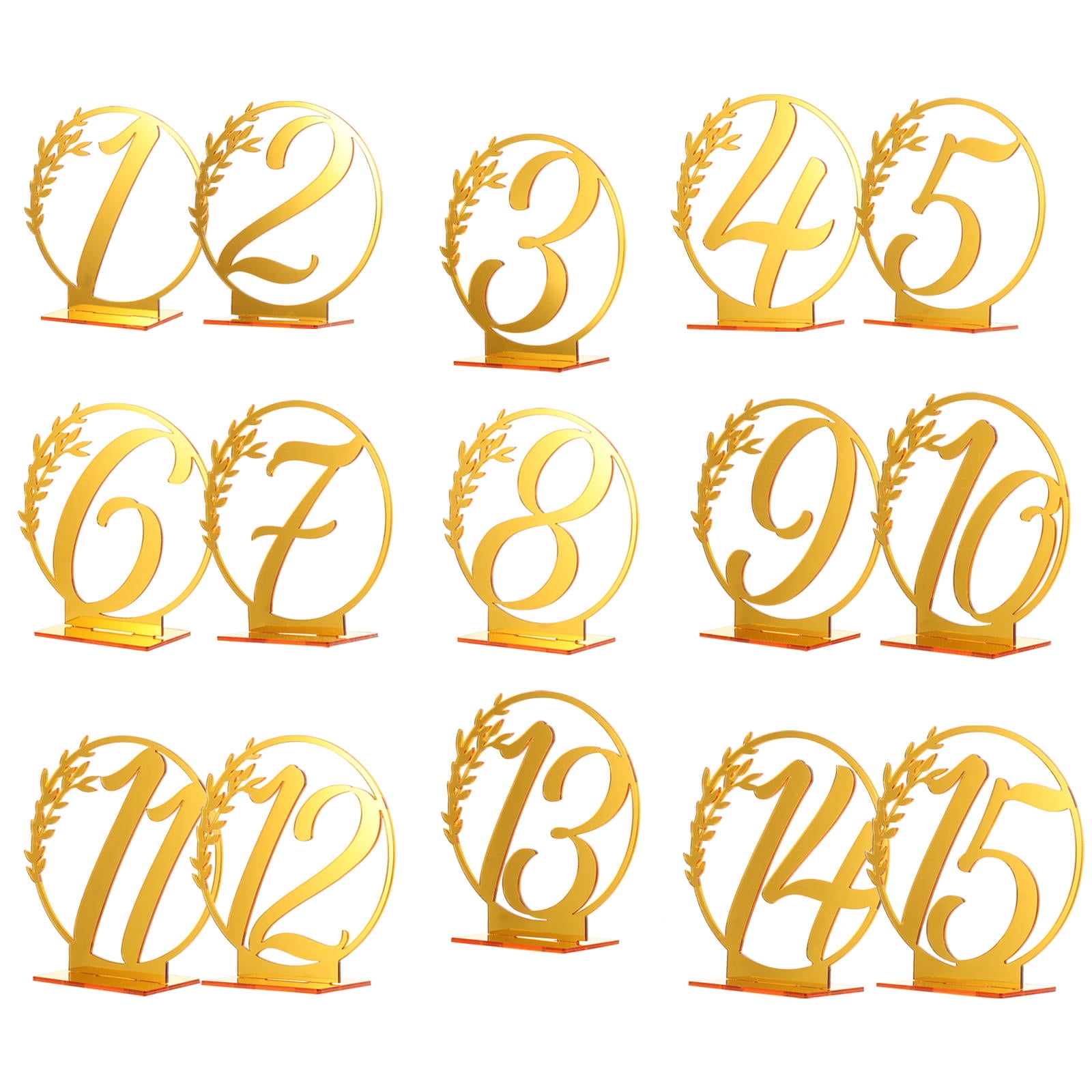 Mobutofu 15Pcs Wedding Reception Table Number Golden Acrylic Leaf Edge ...