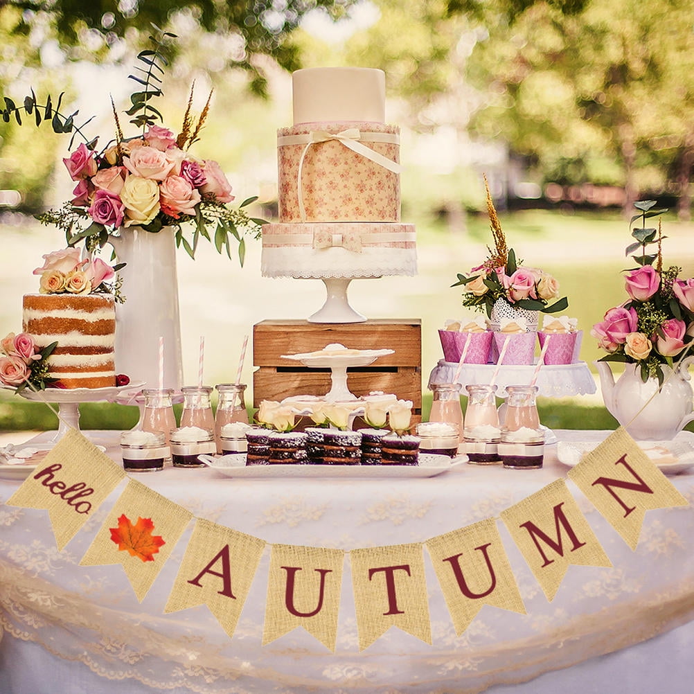 Mobutofu 1Pack Linen Swallowtail Banner Autumn Pennant Banner For Fall ...