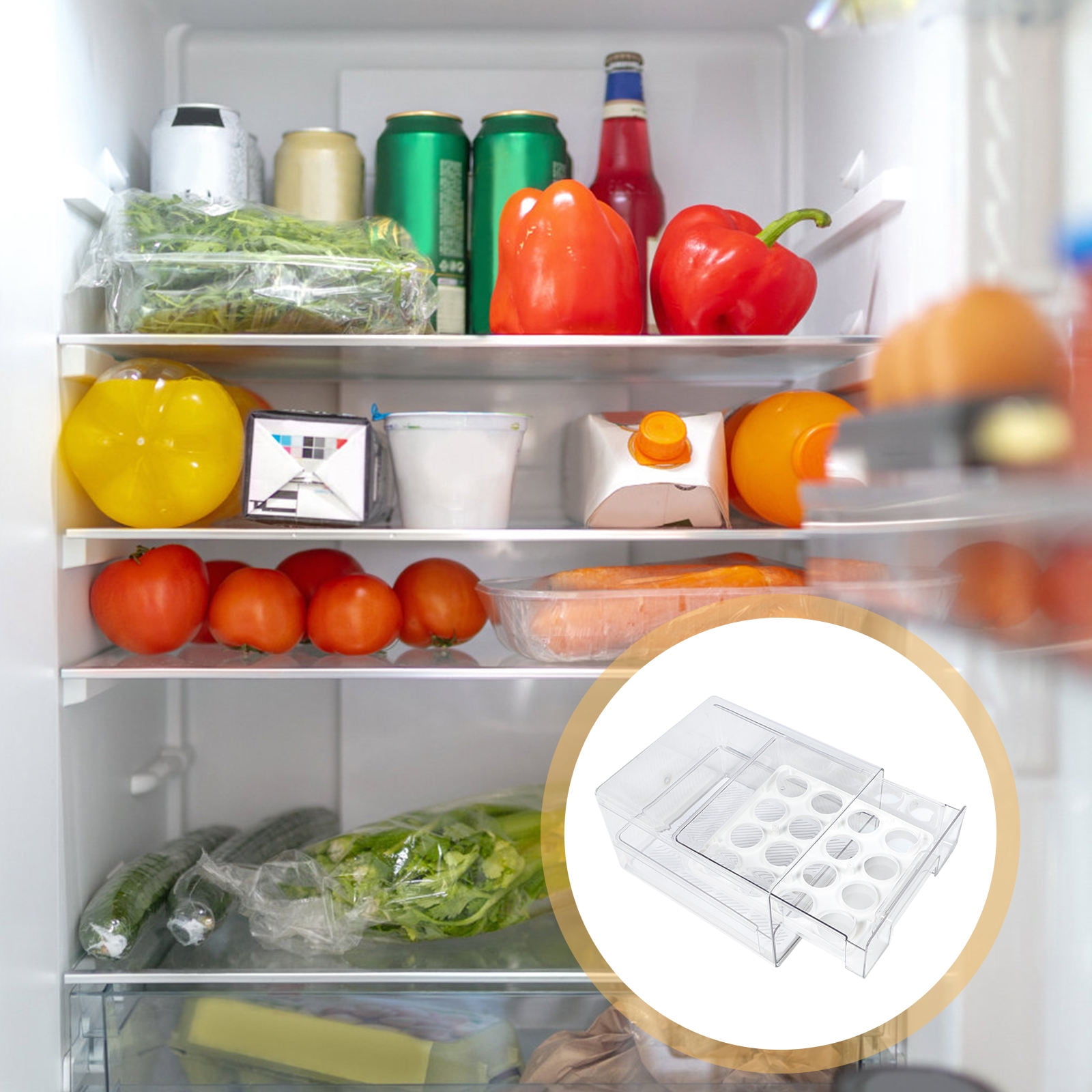 Mobutofu 1Pcs Fridge Organizers Drawers Transparent Plastic for Eggs ...