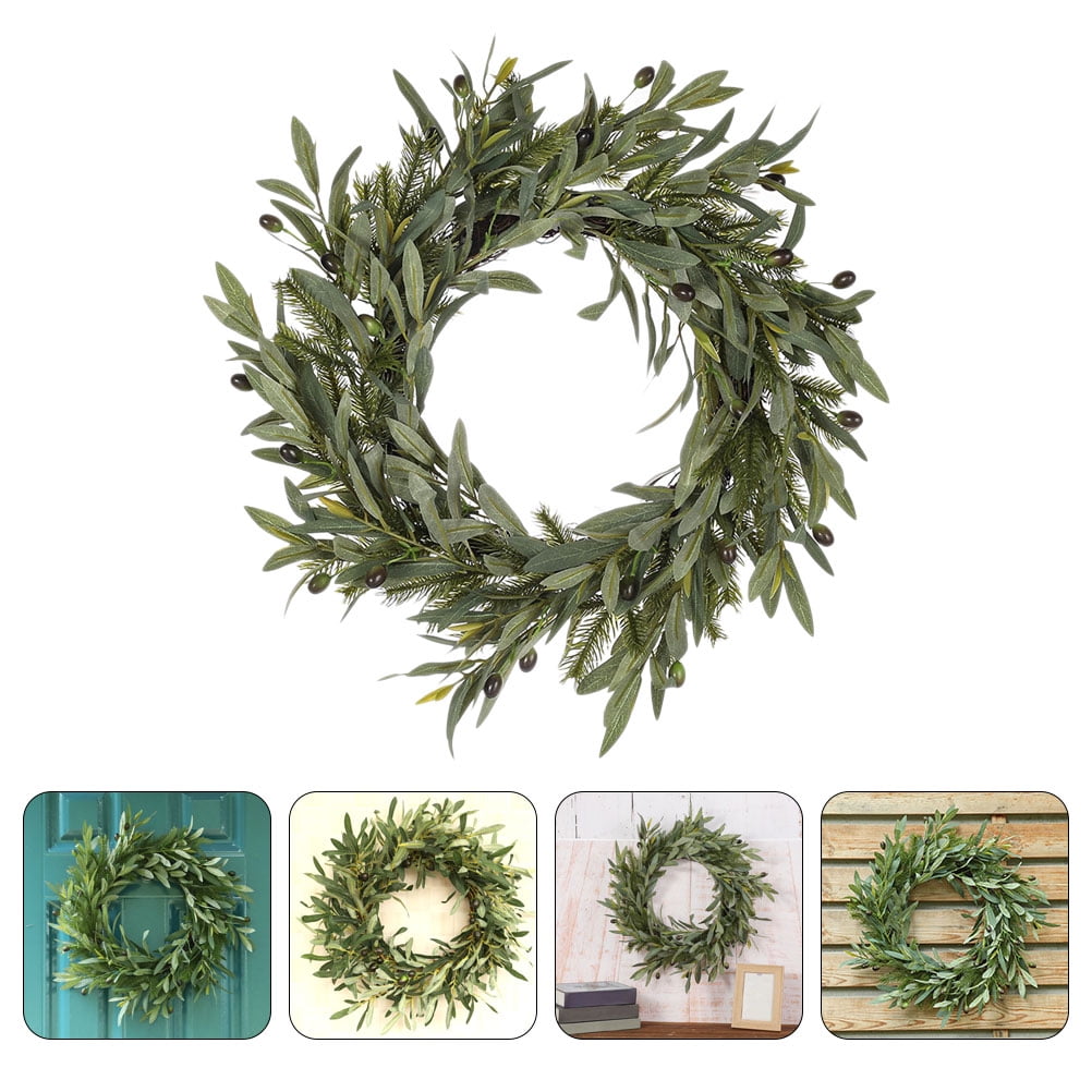 Mobutofu 1Pcs Indoor Wreath Wreath Dark Green Plastic Circular For ...