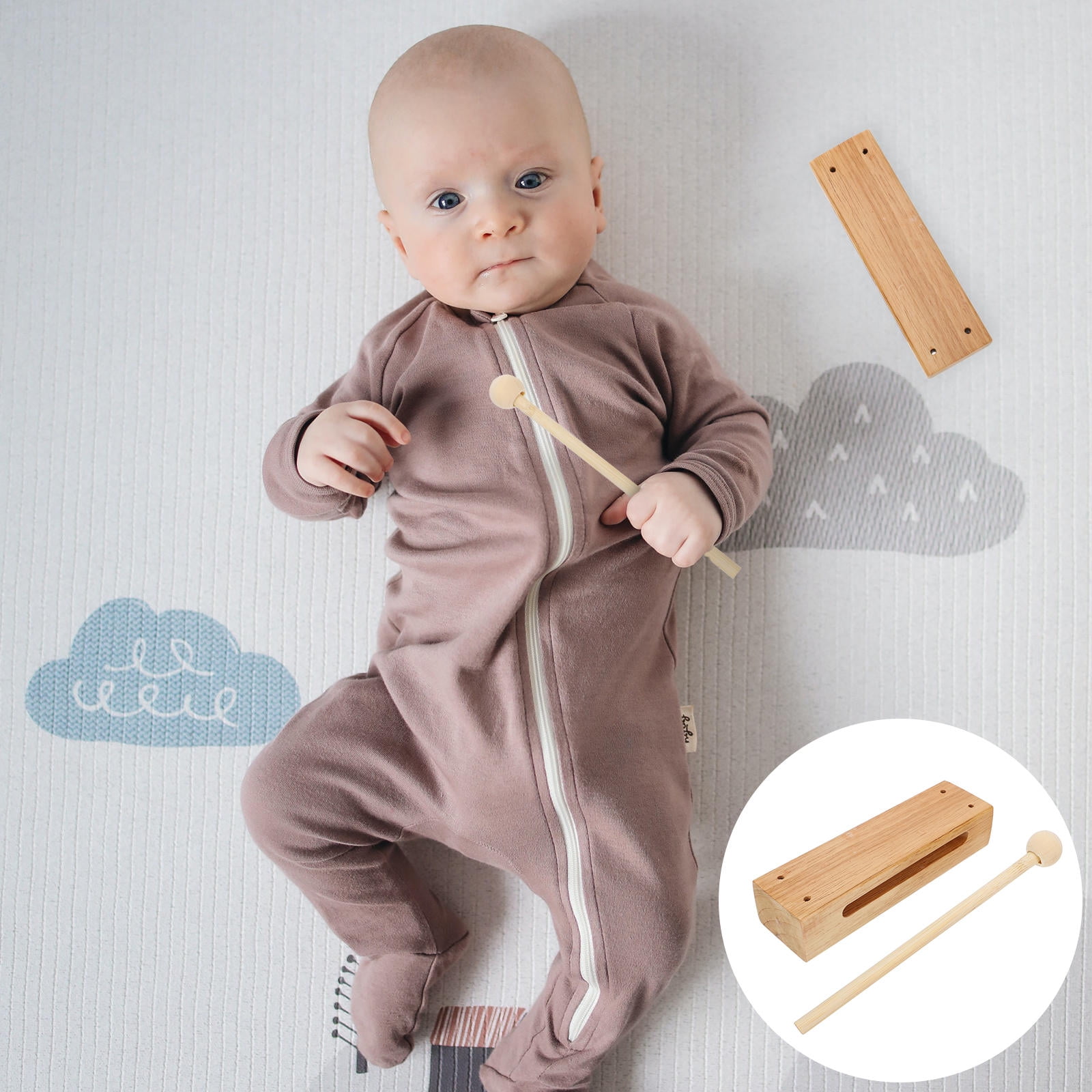 Mobutofu 1Pcs Rhythm Block Light Brown Rectangular for Children's ...