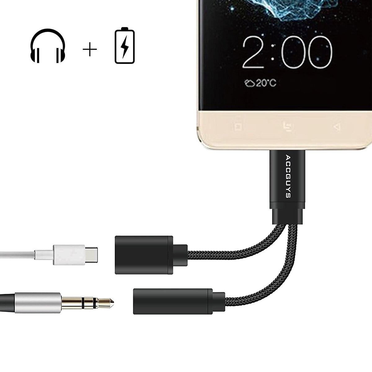 Mobutofu 1Set Audio Jack Adapter For Smartphone With 1 Design Black ...
