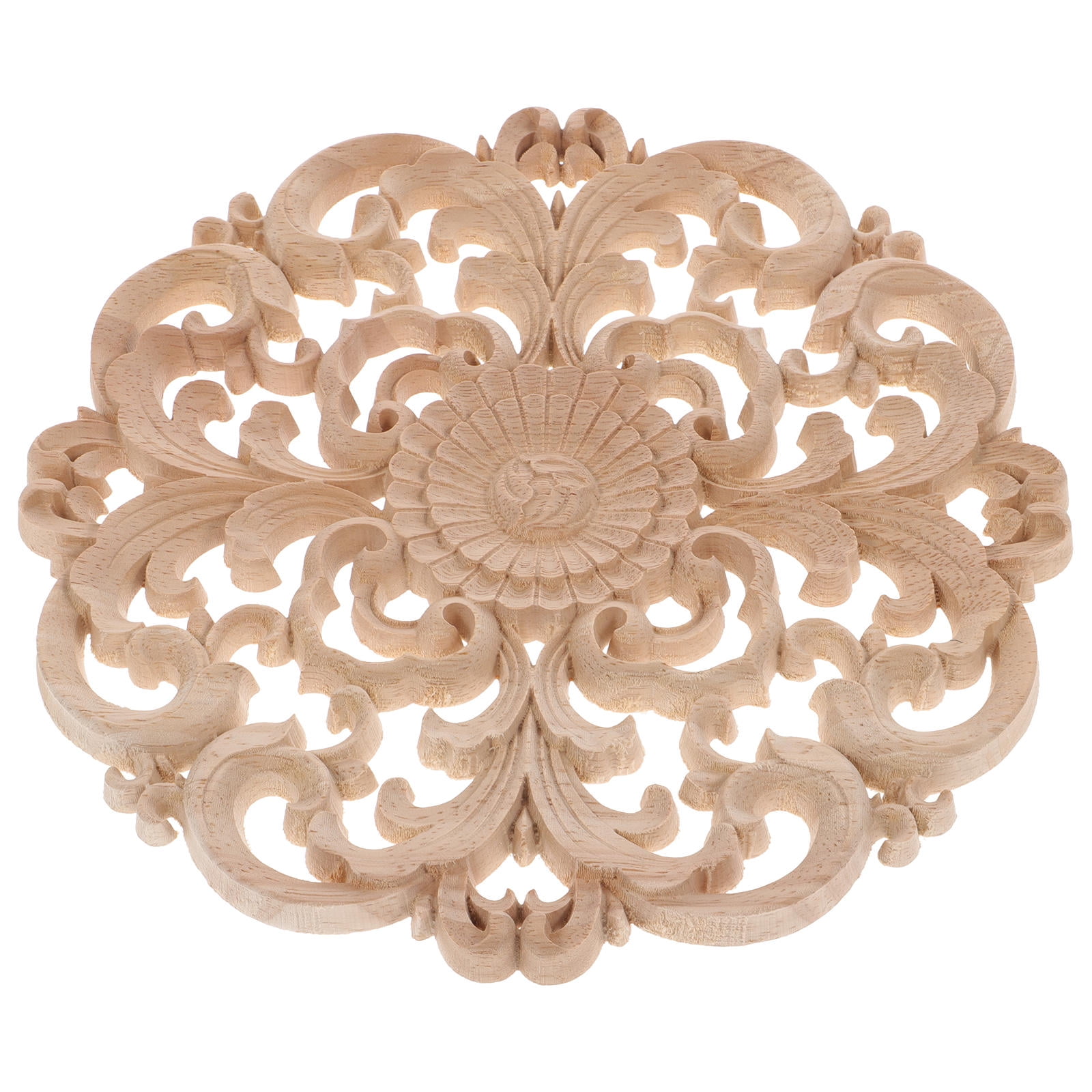 Mobutofu 1Set Round Ornate Molding Applique Wood Decal Khaki Log Color ...