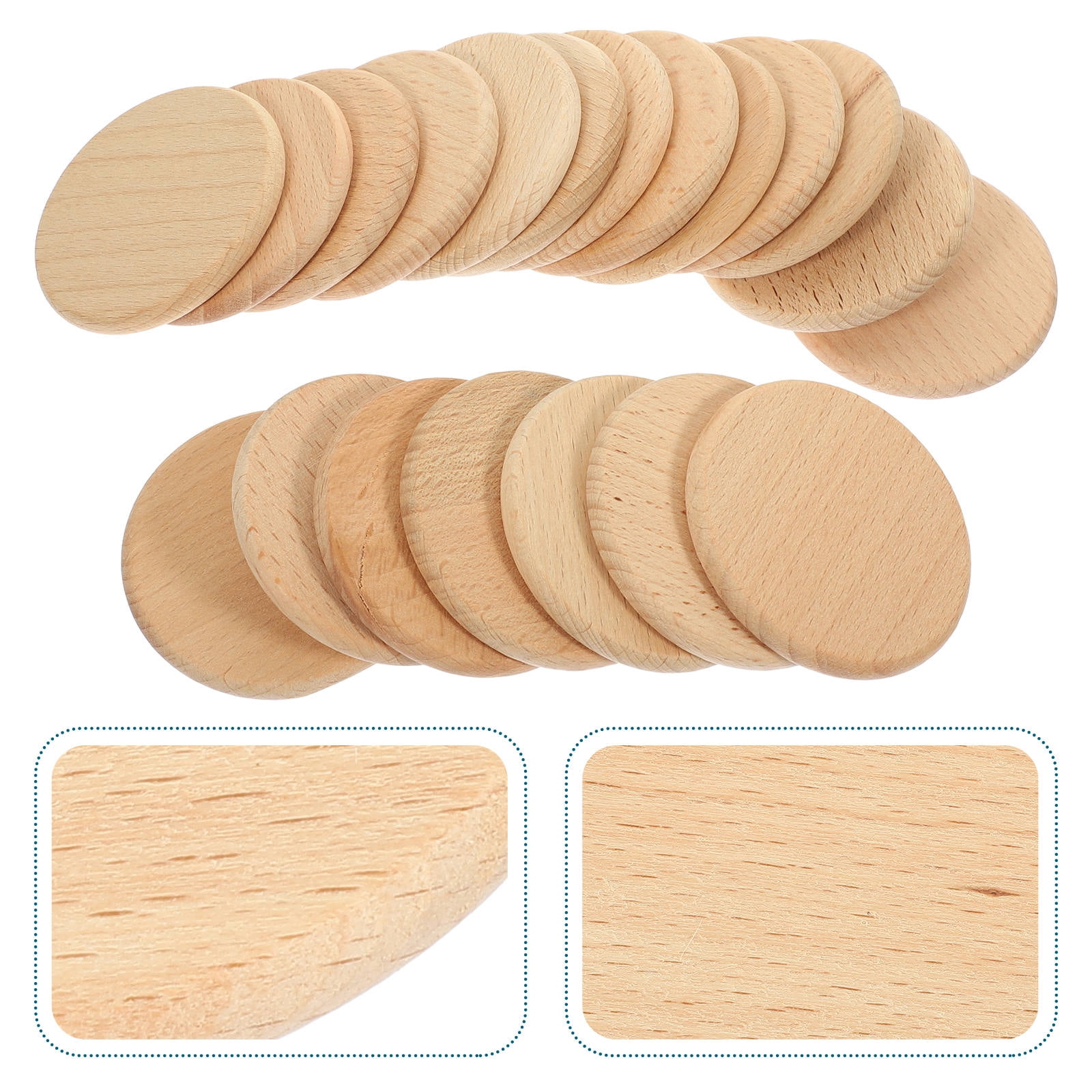 Mobutofu 20Pcs Round Wood Cutouts for Crafts Light Yellow 6X0.6In ...
