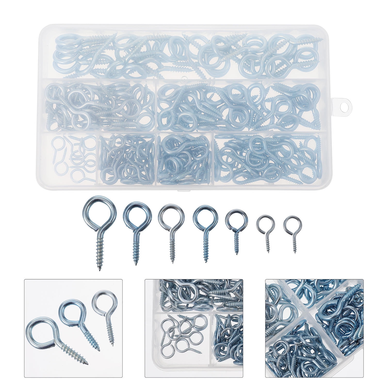 Mobutofu 210Pcs Silver Threaded Metal Eye Screw Hooks for High ...