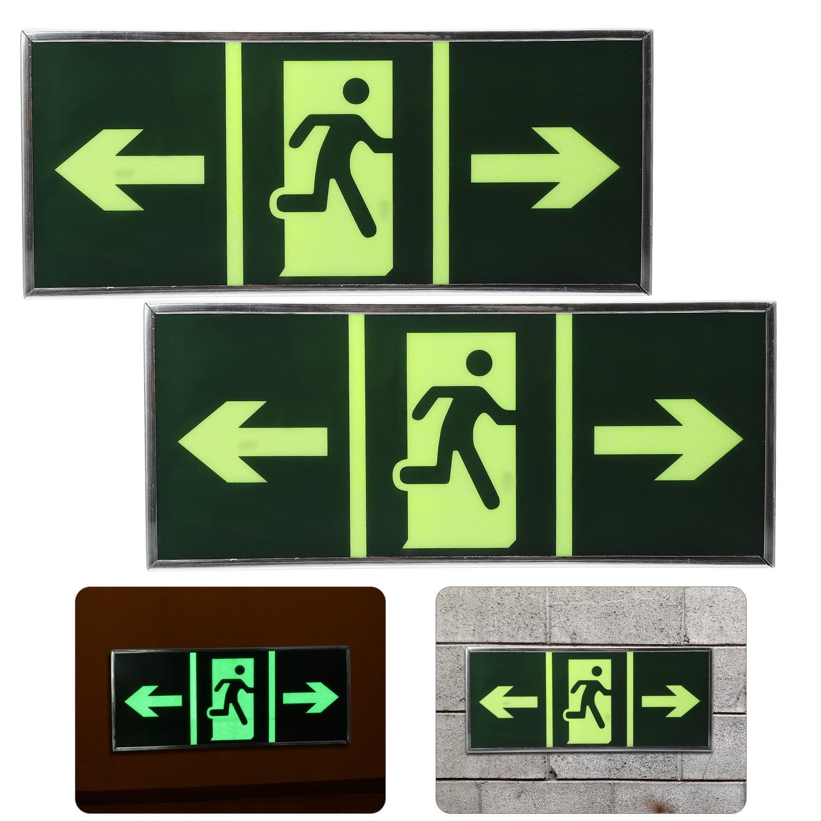 Mobutofu 2Pack Wall Exit Sign Green Acrylic Rectangle Wall Sticker for ...