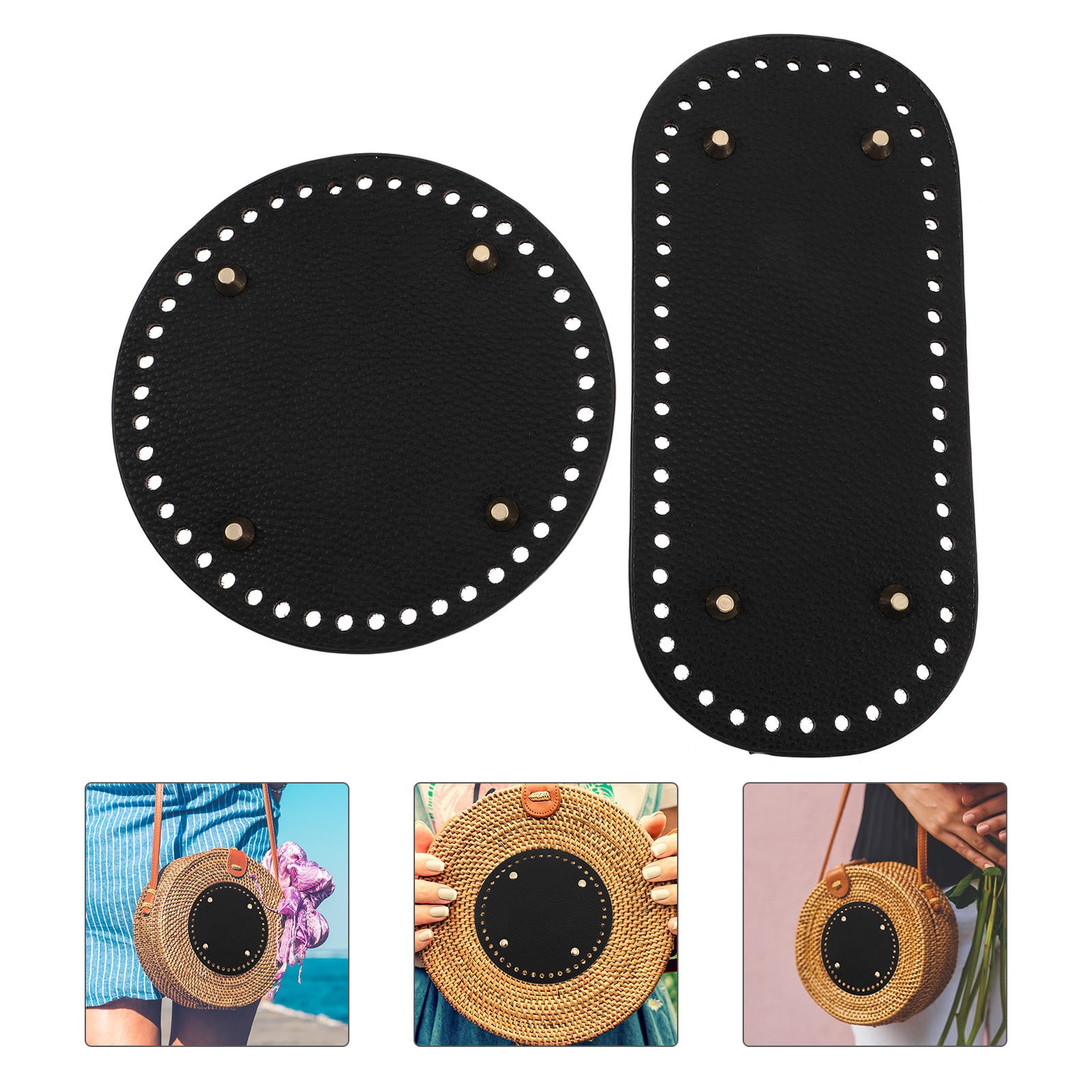 Mobutofu 2Pcs Bag Bottom Base Black Pu Leather for Diy Bag Making ...