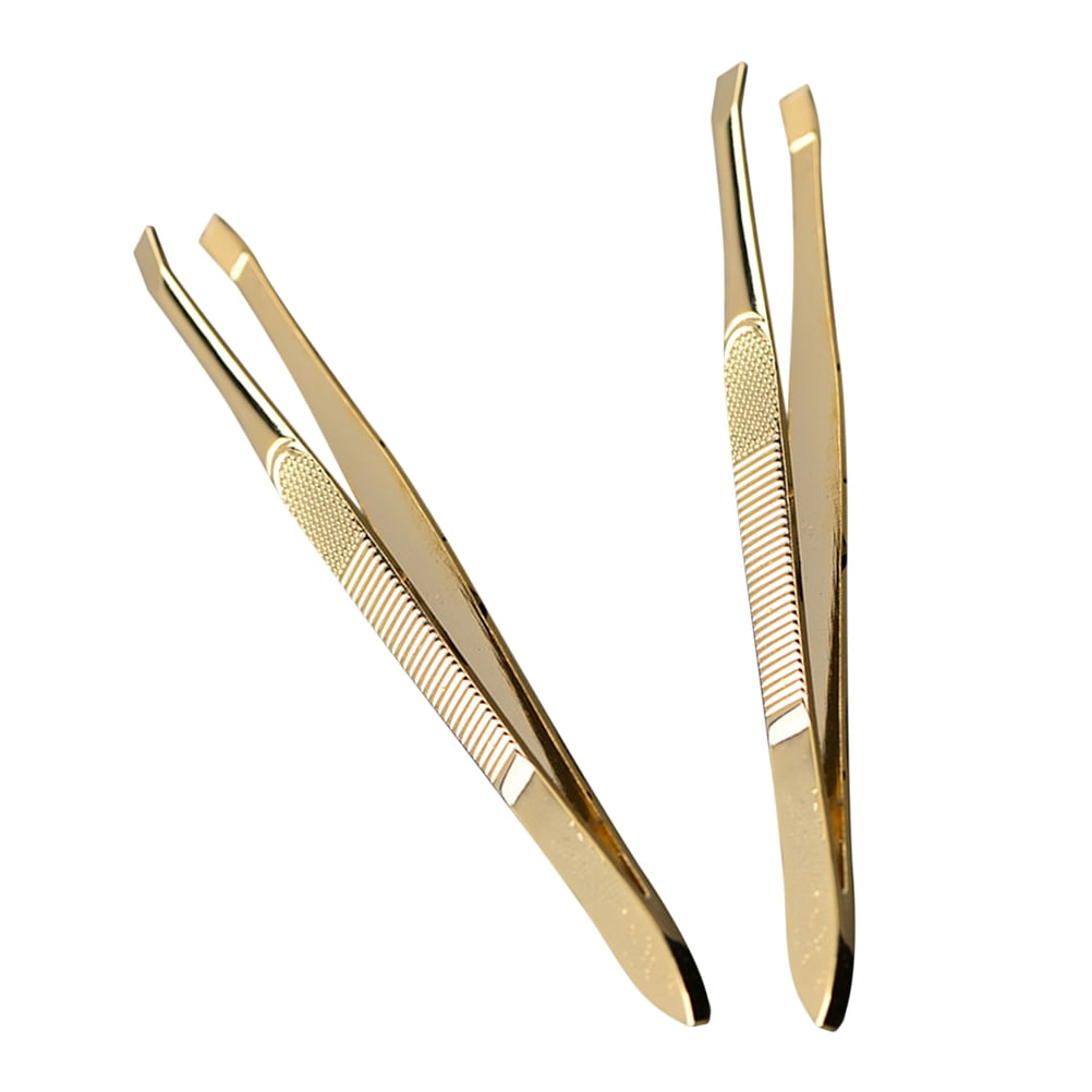 Mobutofu 2Pcs Stainless Steel Tweezers with Plated Gold Finish for ...