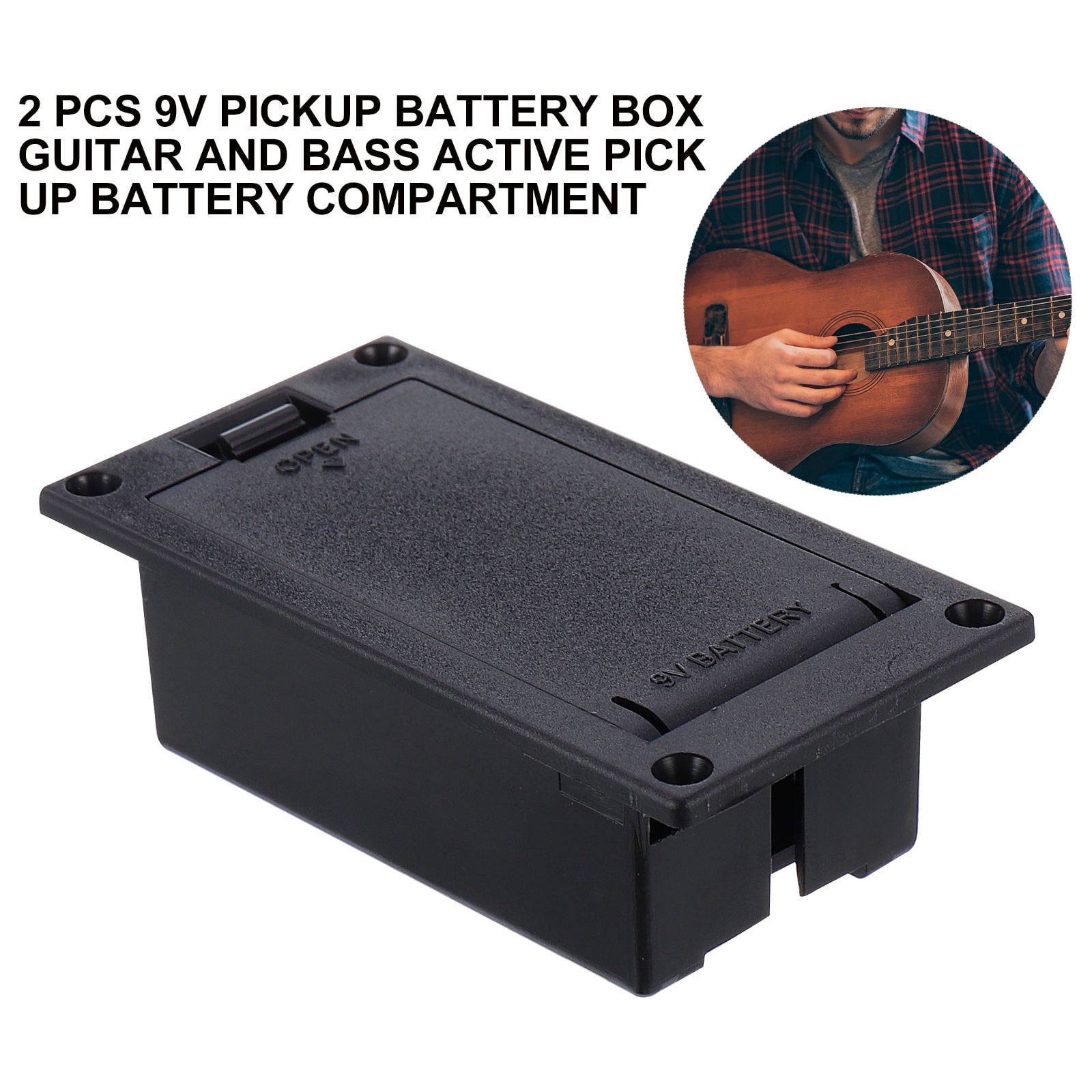Mobutofu 2Set Black Plastic Metal Battery Box for Guitar and Bass ...