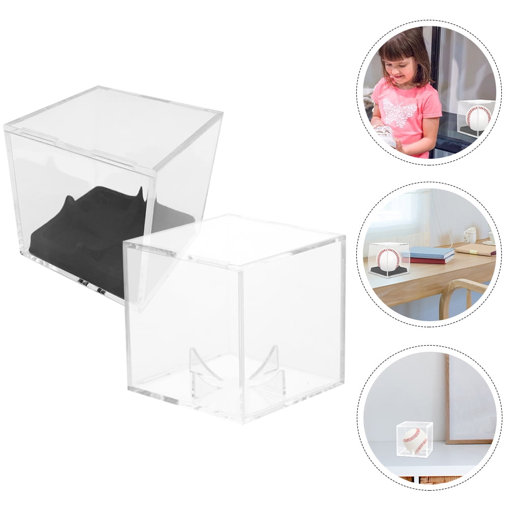 Mobutofu 2Set Clear Softball Case Cube for Collecting Baseballs Black ...