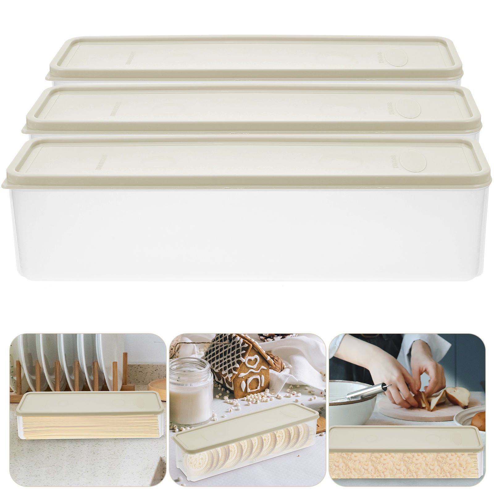 Mobutofu 3Pack Space Saving Pasta Containers for Pantry with Lids for ...