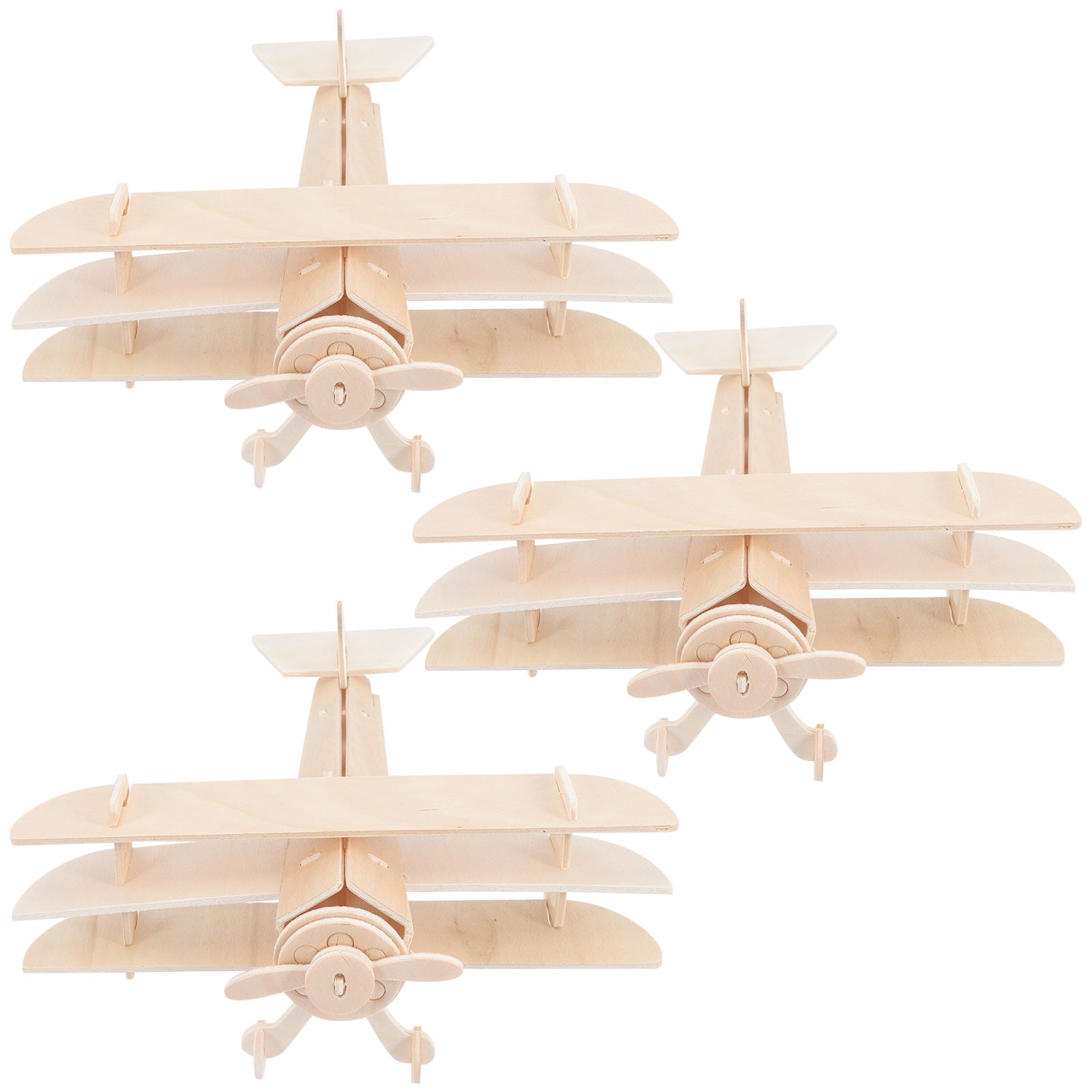 Mobutofu 3Pcs Wooden Airplane Model Beige for Children Hand Eye ...