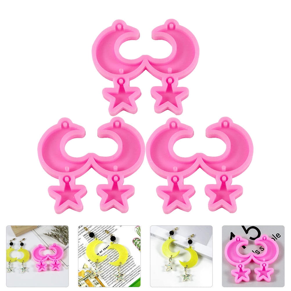 Mobutofu 3Sets Earrings Resin Moulds With Star Moon Shapes For Diy ...
