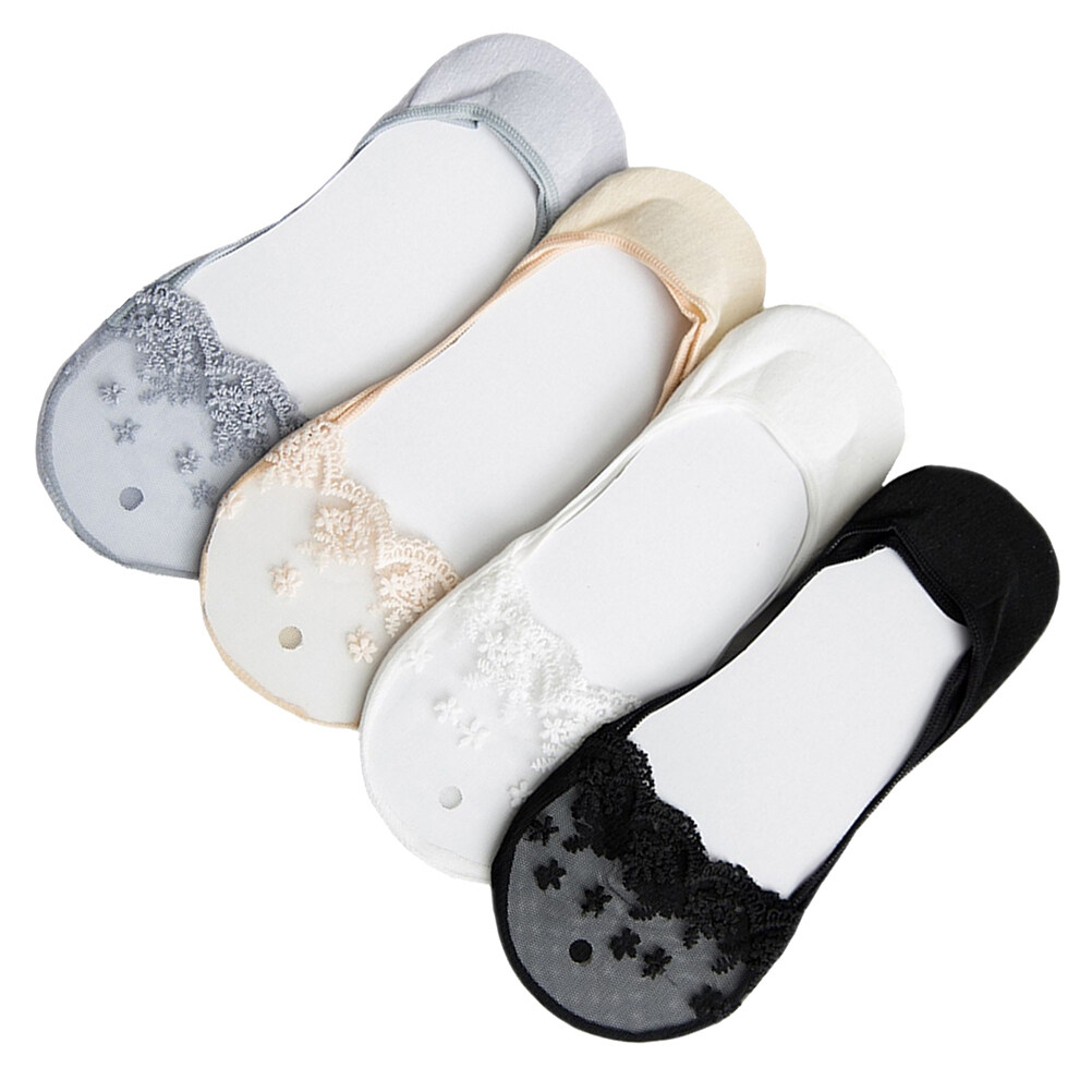Mobutofu 4Pairs Women Invisible Socks Cotton Sweat Absorbing Assorted ...