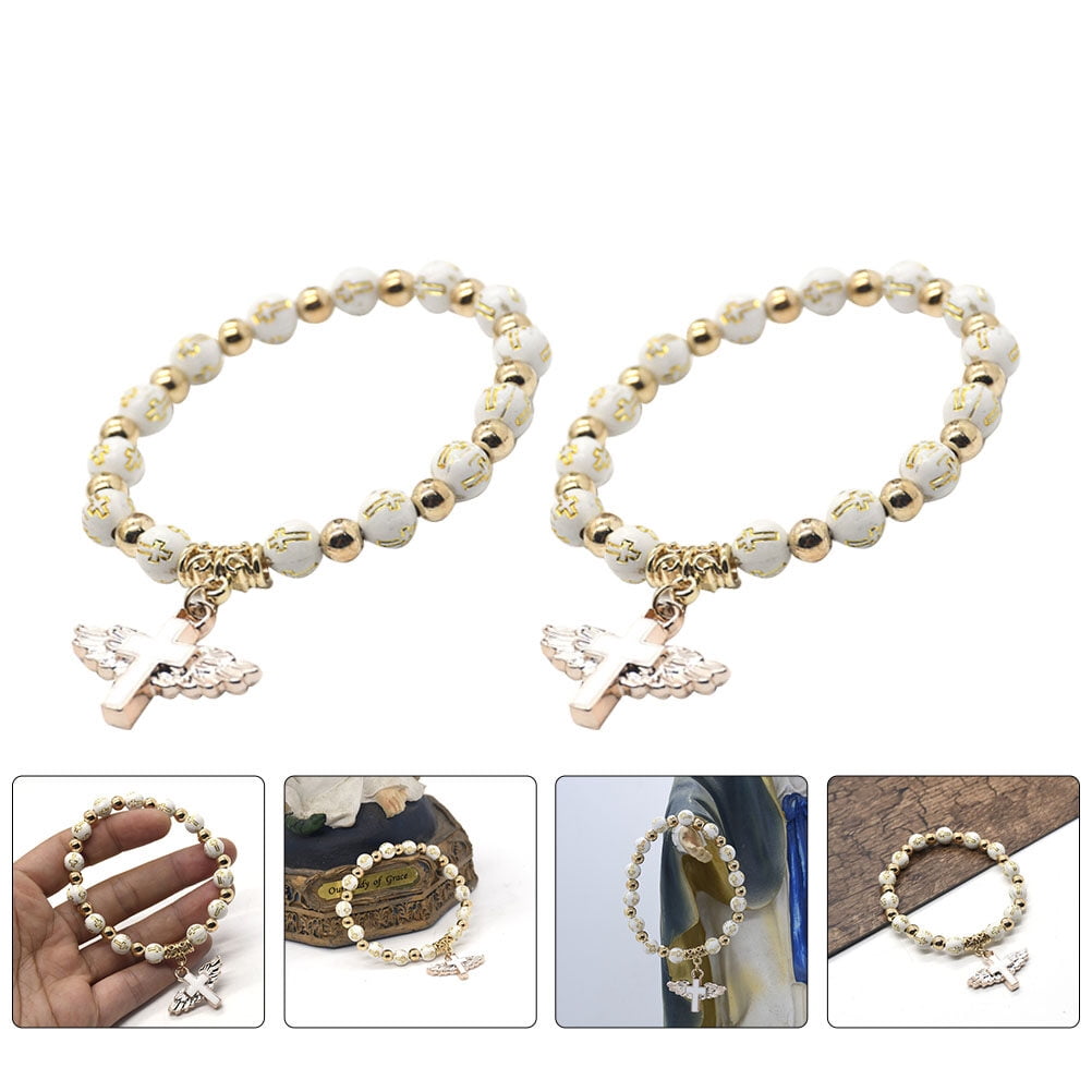 Mobutofu 4Pcs Metal Clay Beaded Chains Religious Christian Catholic ...