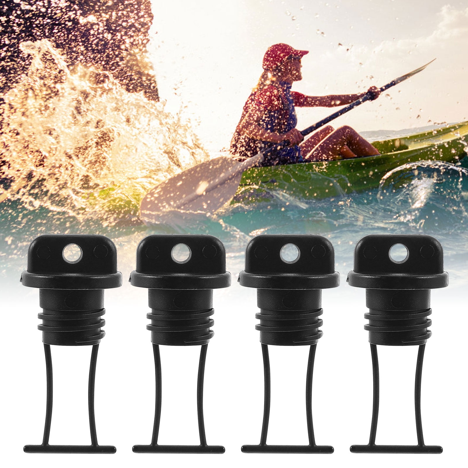 Mobutofu 4Set Boat Scupper Drain Plugs Black Plastic for Kayak Canoe ...