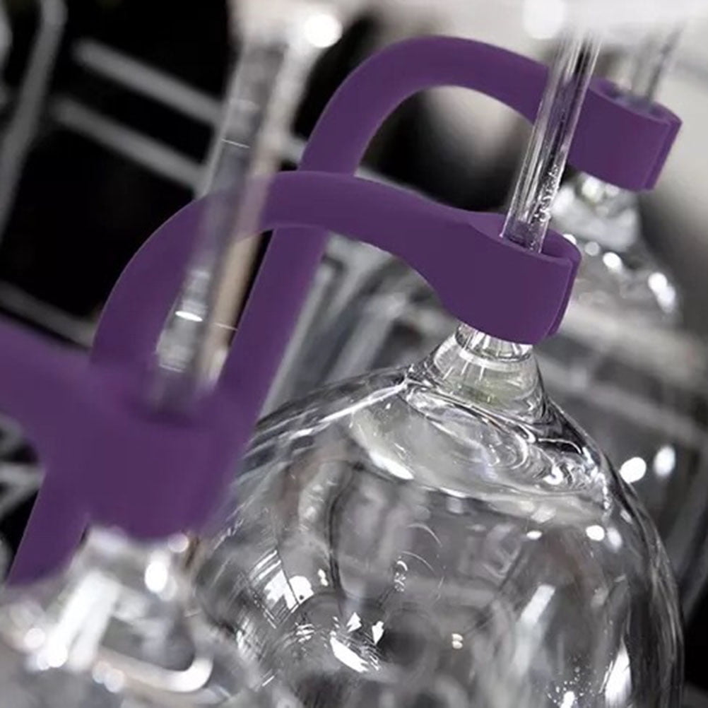 Mobutofu 4Set Stemware Glass Storage Rack Purple Silicone for Glassware ...