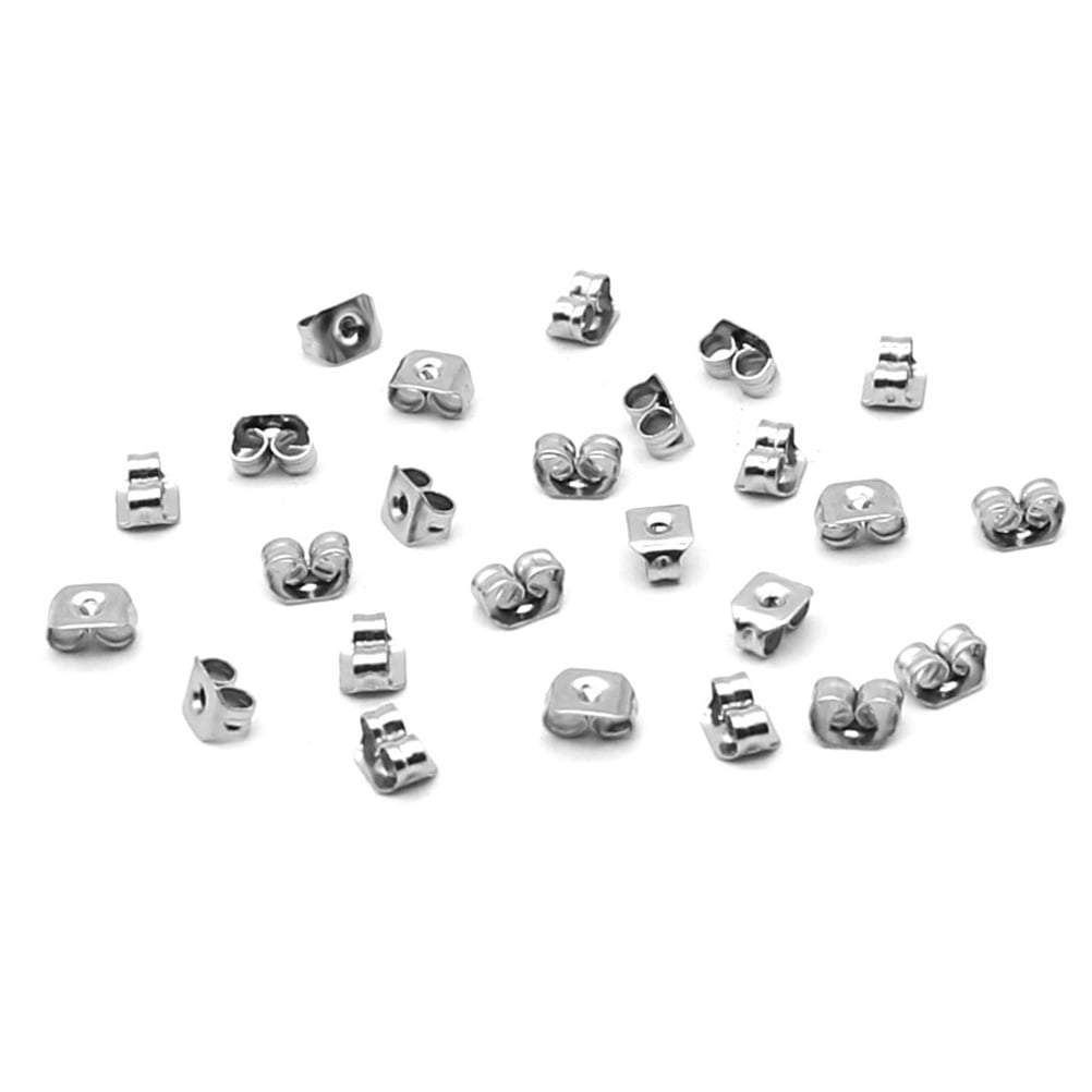 Mobutofu 500Pcs Earring Backs Stainless Steel Metal Ear Stoppers for ...