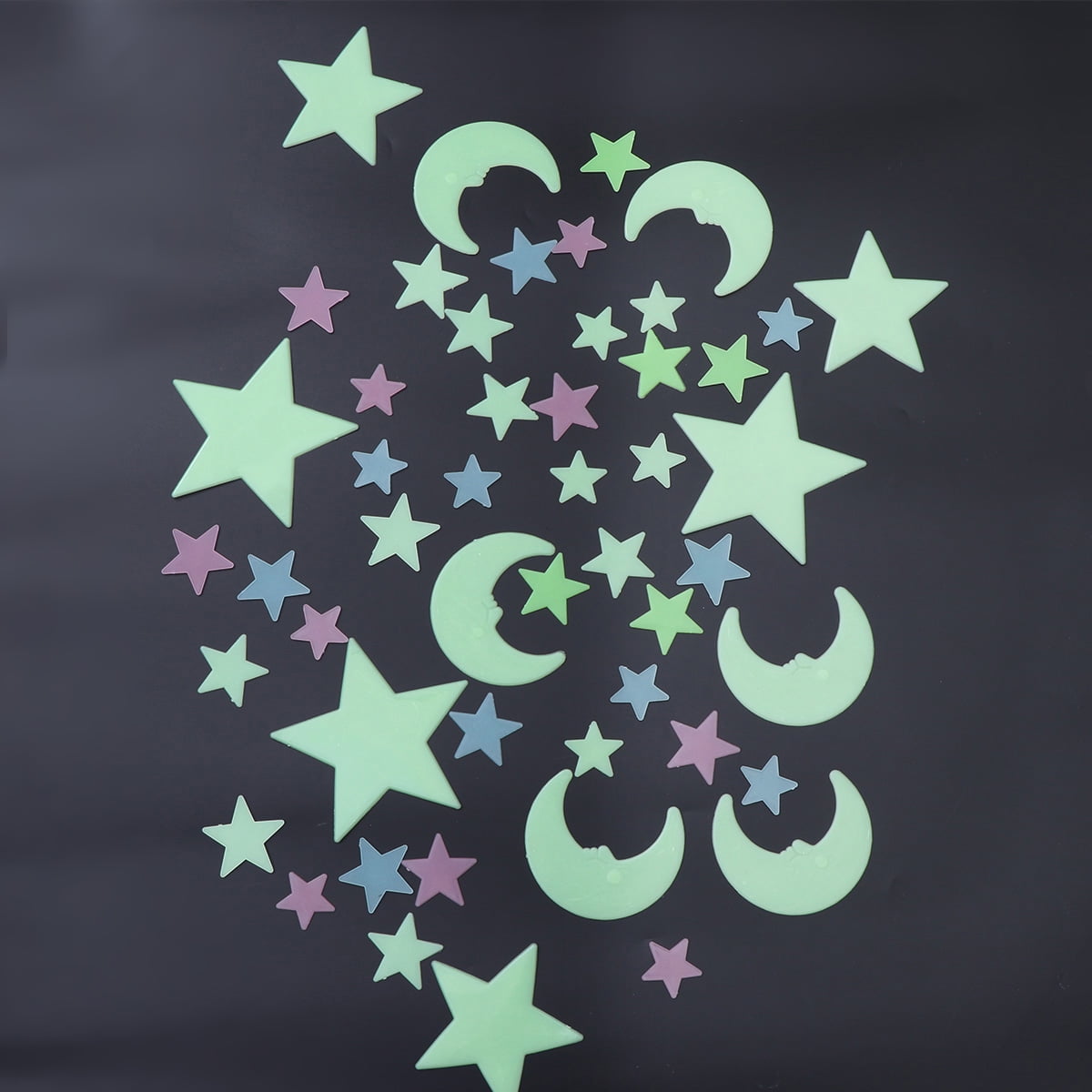 Mobutofu 50Pcs Stars Decals Assorted Color for Kids Room Decor Glow in ...