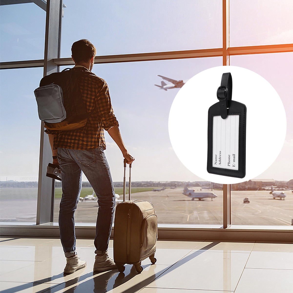 Mobutofu 5Pack Black Pu Luggage Baggage Identification Labels for ...