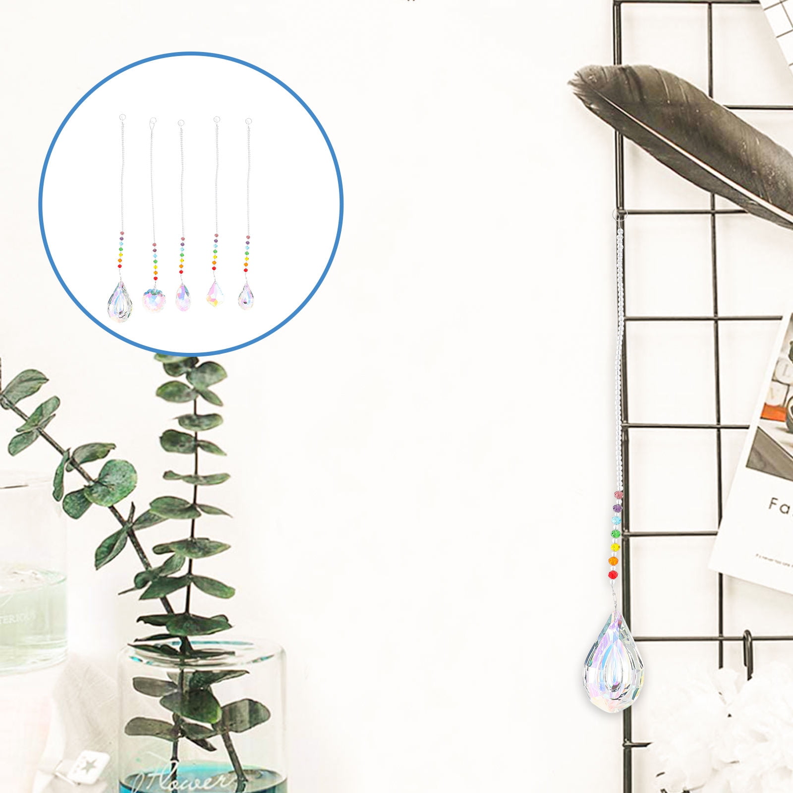 Mobutofu 5Pcs Hanging Glass Prism For Window Decorations And Sunlight ...