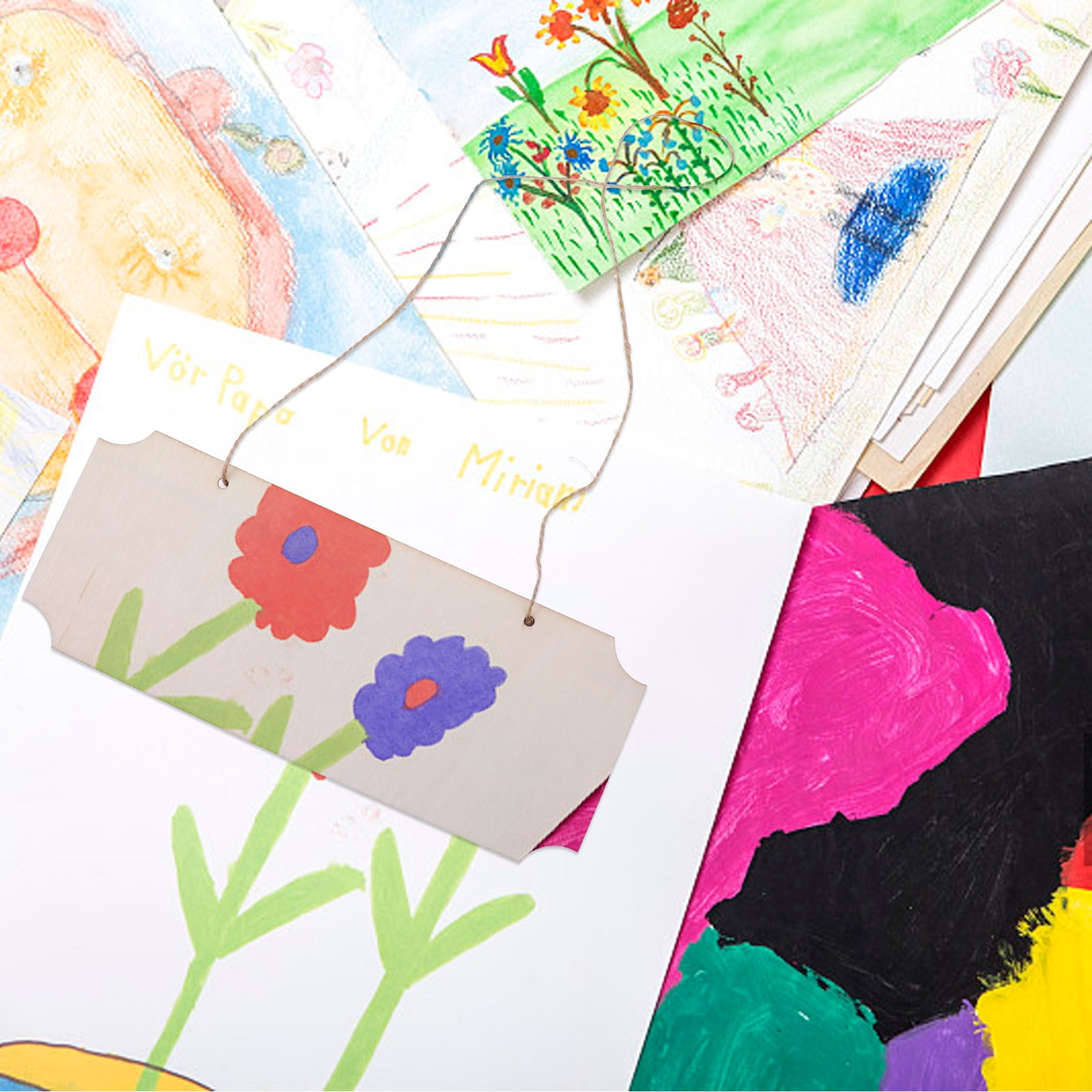 Mobutofu 6Pcs Natural Wood Color Rectangular Cutouts with Corner for ...