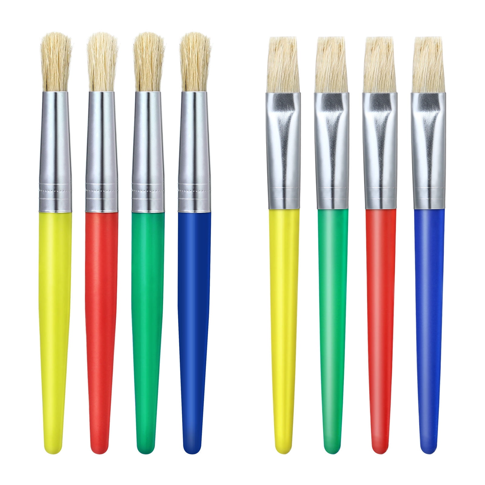 Mobutofu 8Pcs Childrens Paint Brushes Assorted Color For Art Projects ...