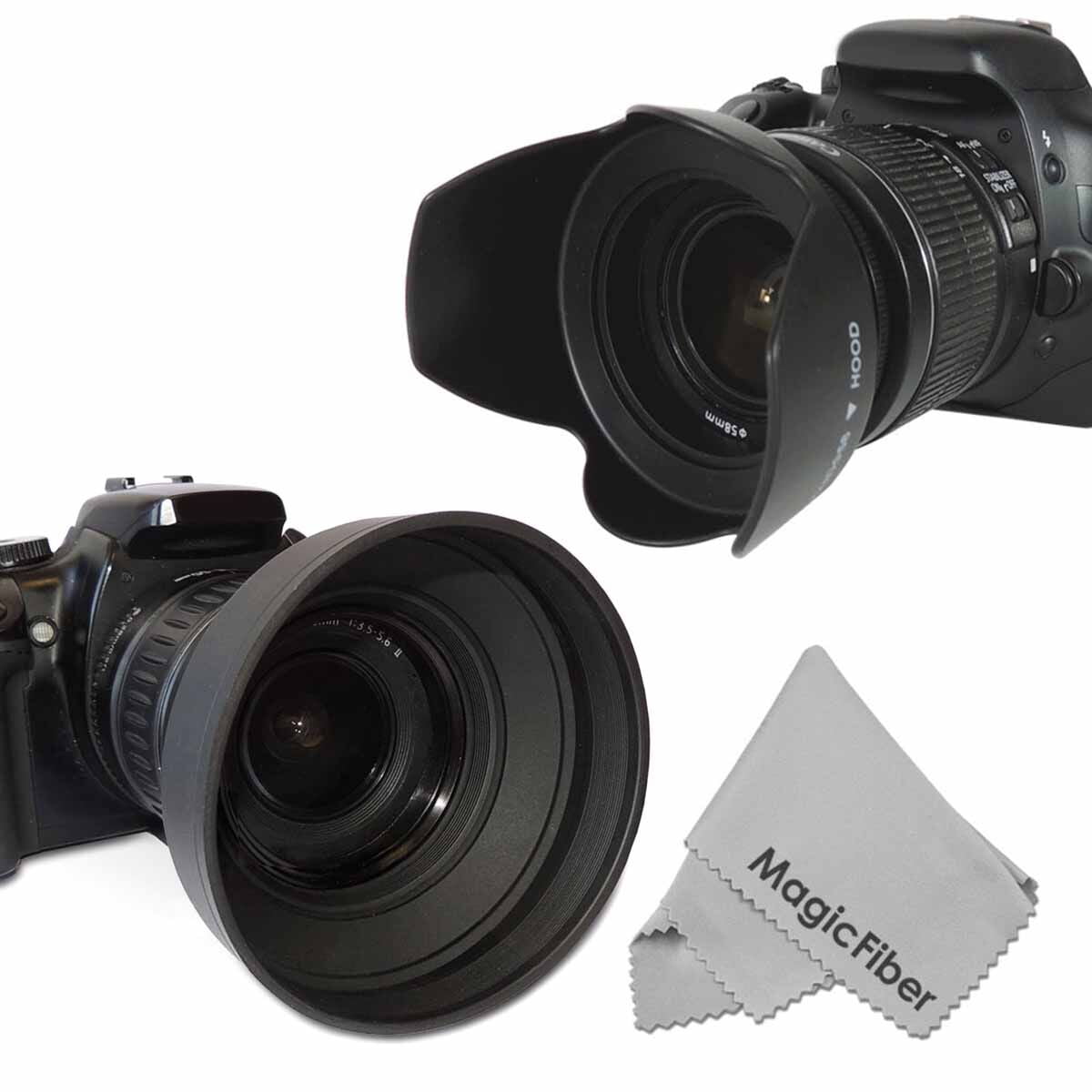 Mobutofu Black Abs Plastic Camera Sun Hood with Cleaning Cloths for ...