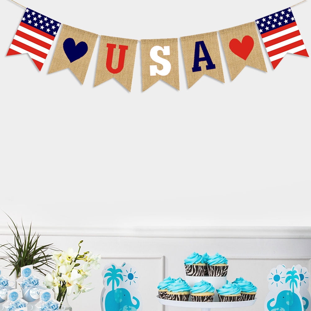 Mobutofu Burlap Pennant Banner for Parade and Birthday Celebration 2Pcs ...