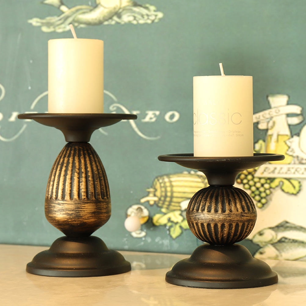 Mobutofu Candle Holder Rustic European Style Square Base Tall Structure ...