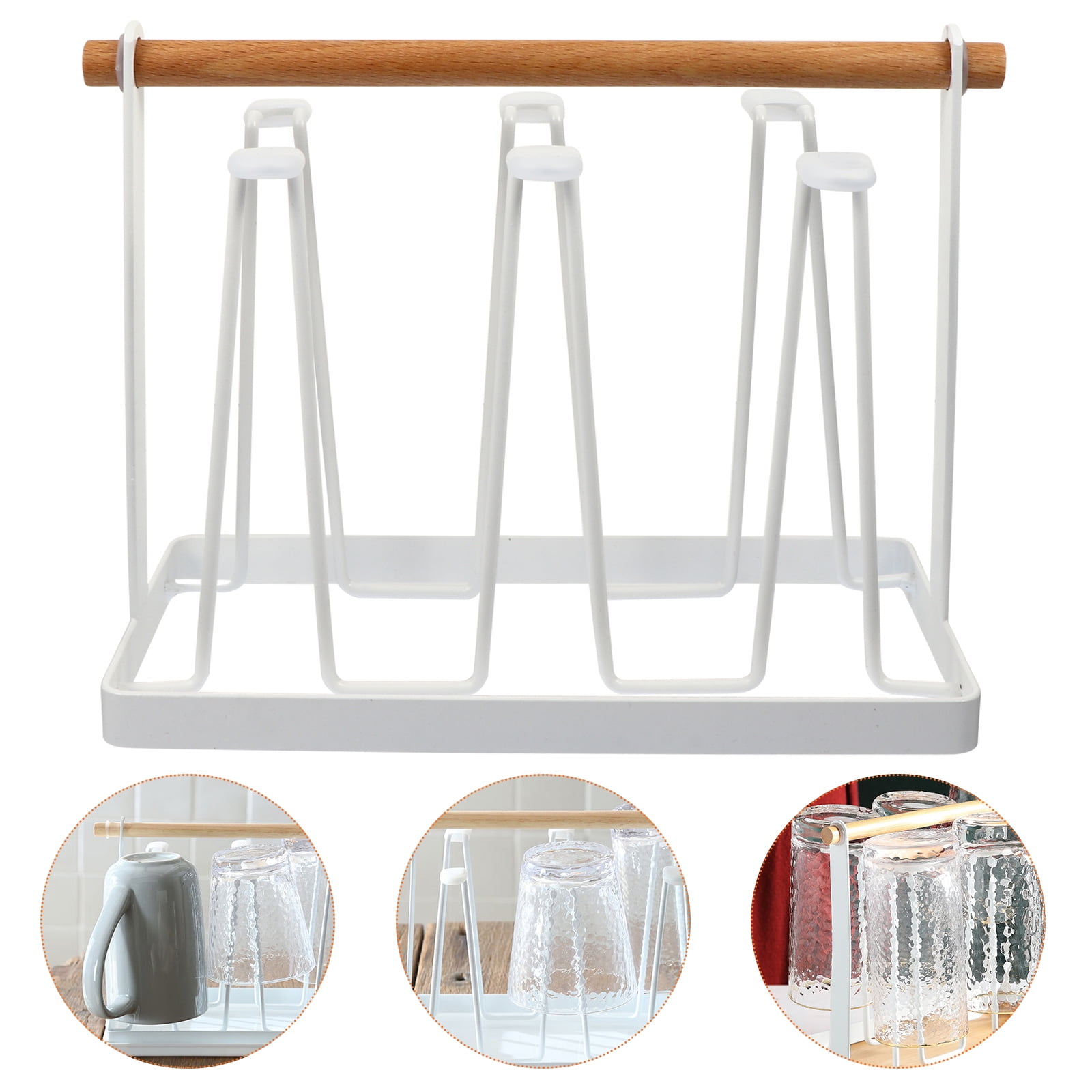 Mobutofu Coffee Cup Drying Rack Stand 1Set Iron Wood For Elegant ...