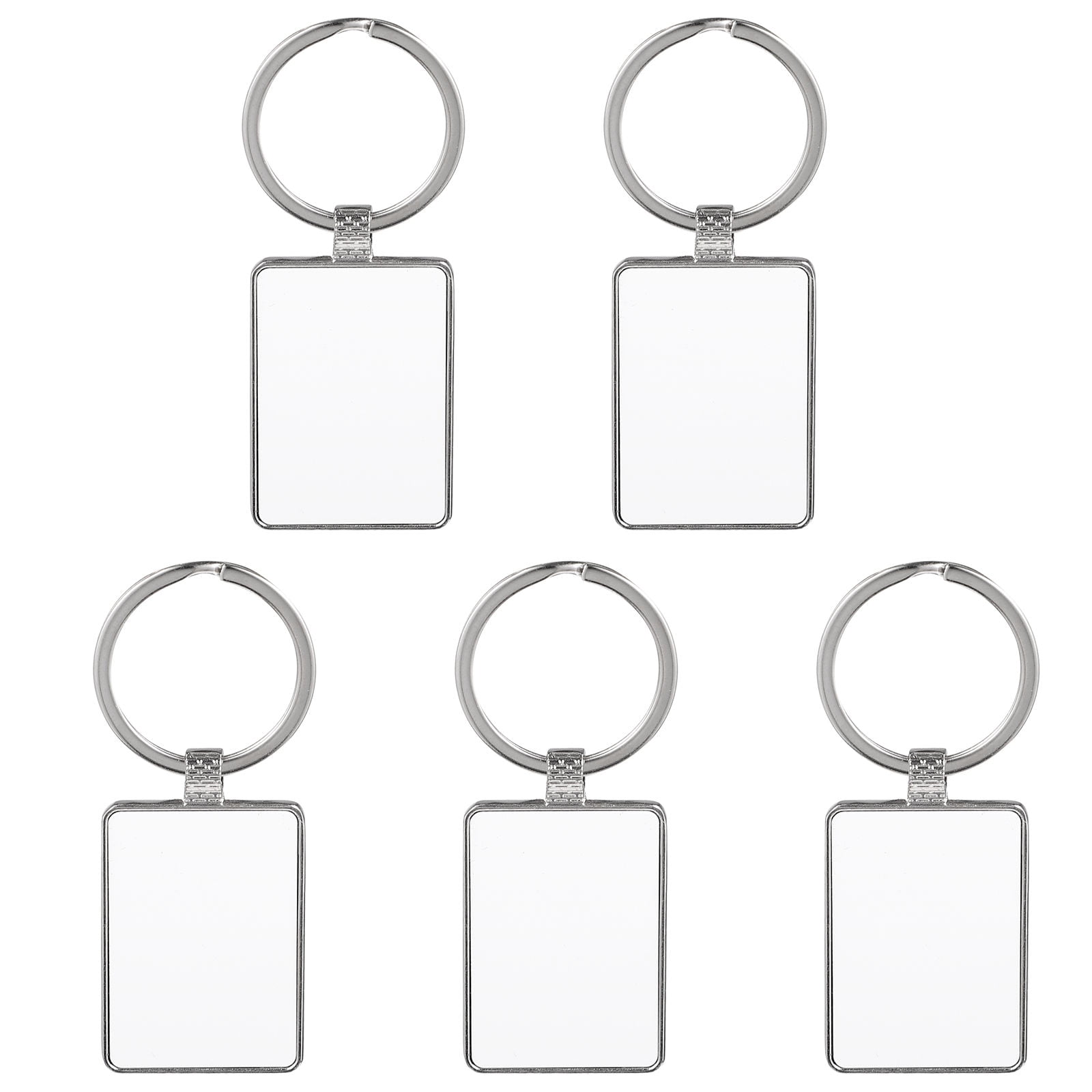 Mobutofu Diy Key Chain Metal 5Pcs Sublimation Blanks Silver Rectangular ...