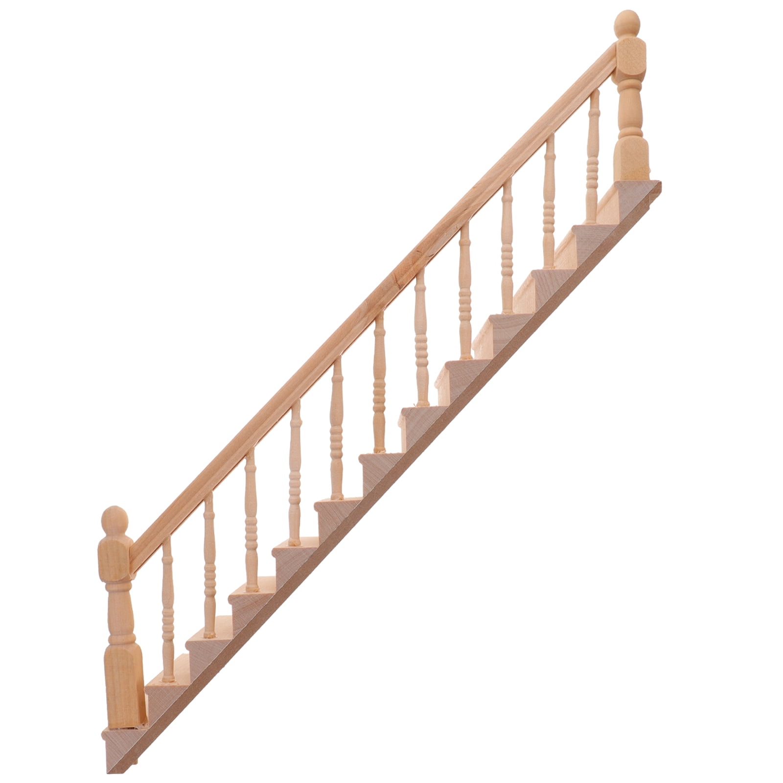 Mobutofu Dollhouse Rail Khaki Wooden Unpainted Miniature Stair for ...