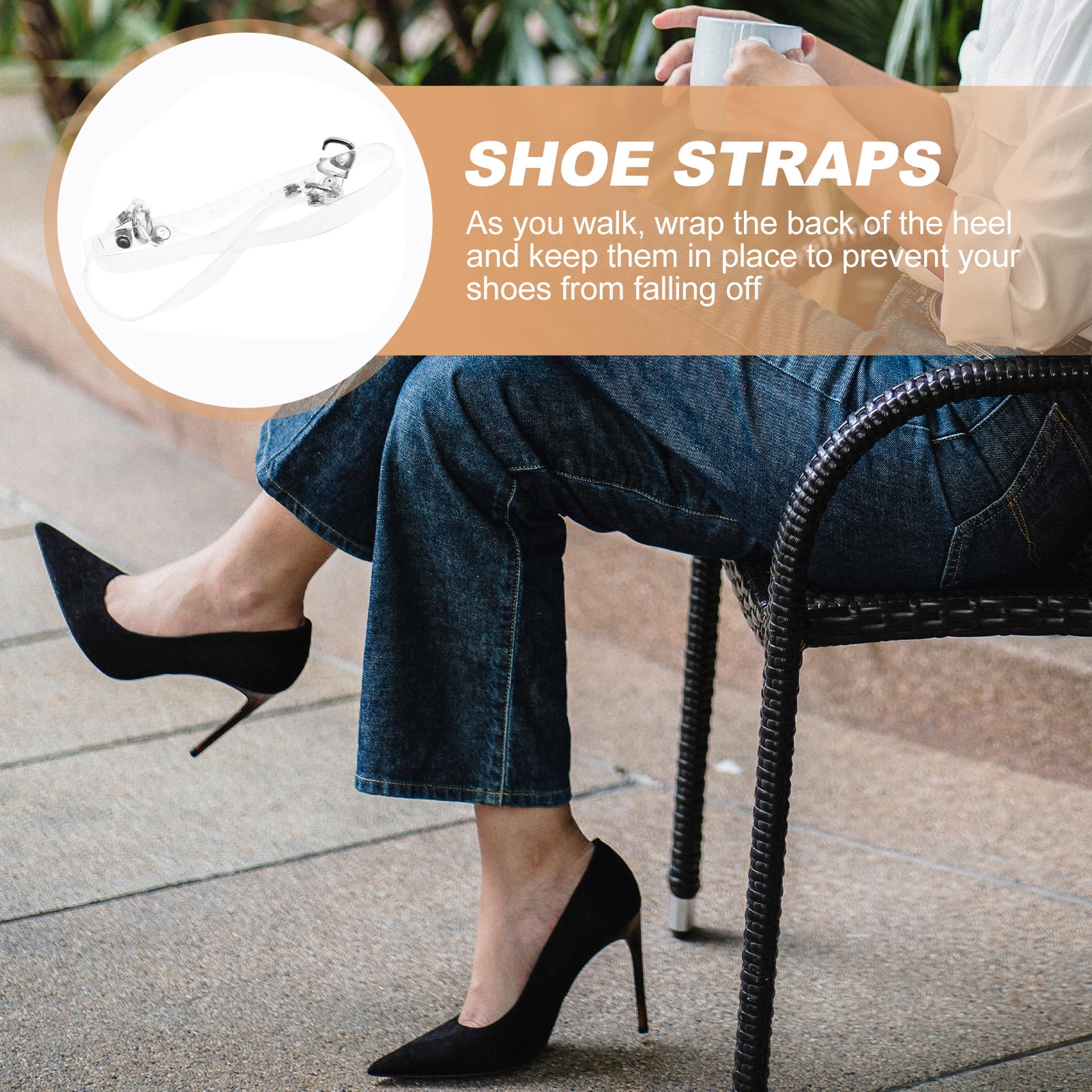 Mobutofu Elastic High-Heels Shoes Straps 1 Pair Transparent Iron Material for Preventing Falling ...