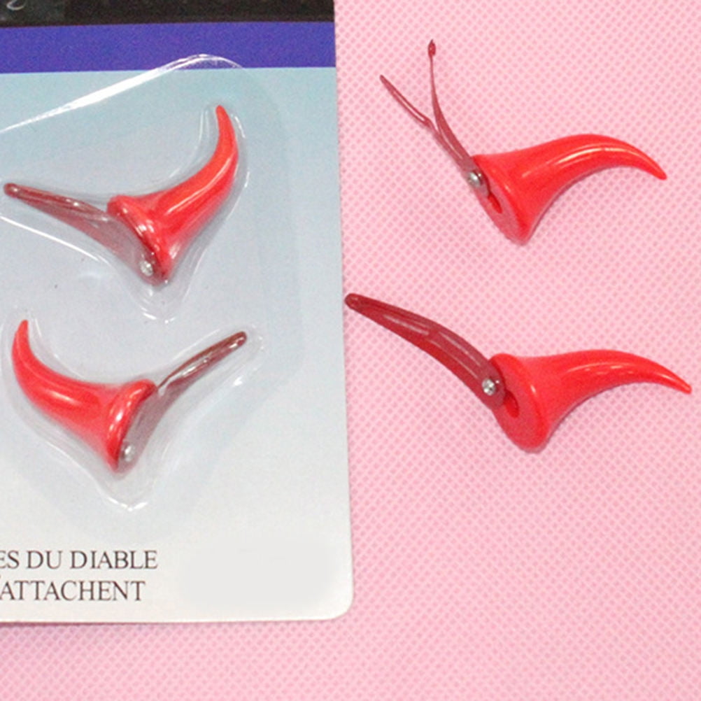 Mobutofu Horns 1 Set 2 Pairs Red Horn Shape Plastic Material for Girls ...