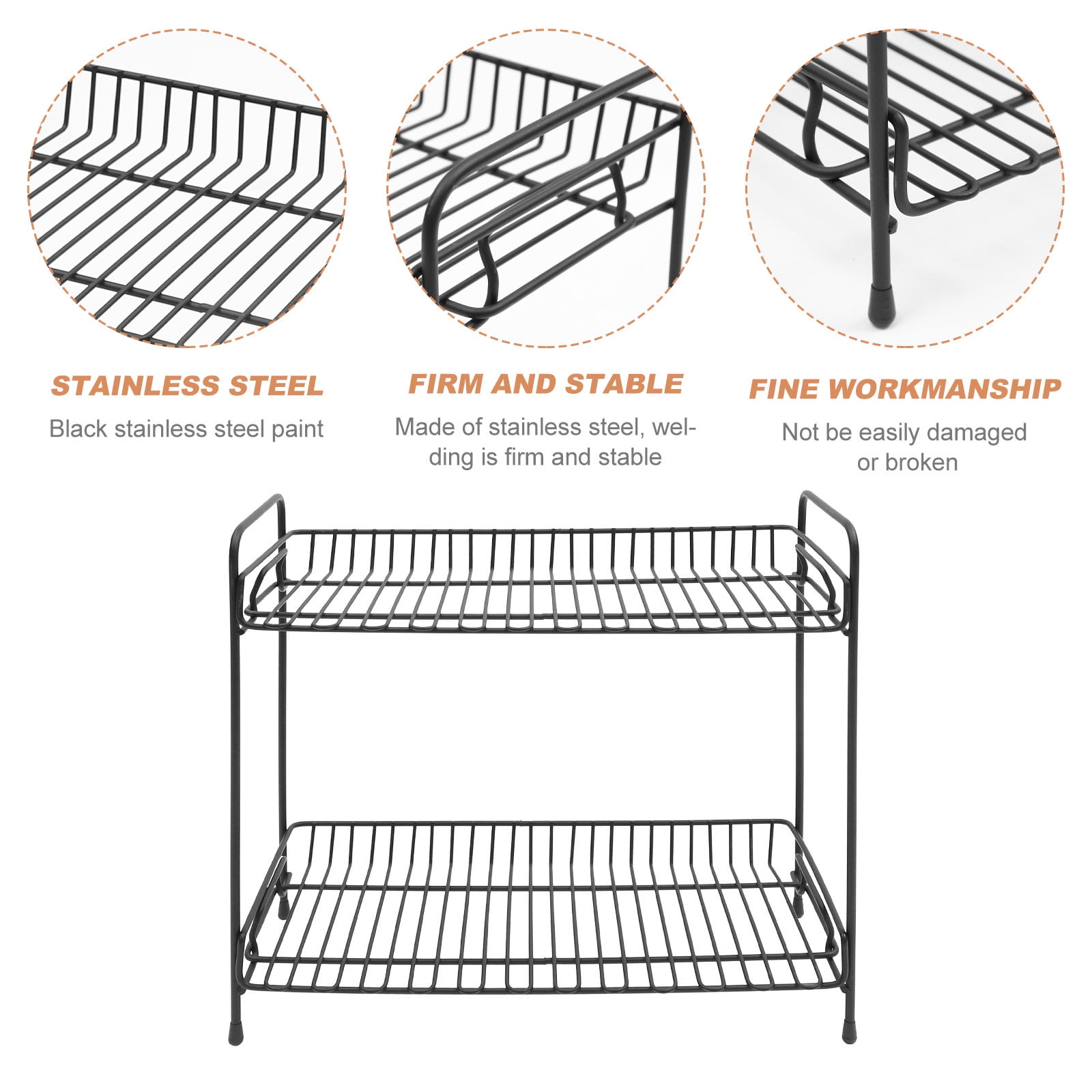 Mobutofu Kitchen Racks and Shelves 1Set 32.3X34.8Cm Black Rectangular ...