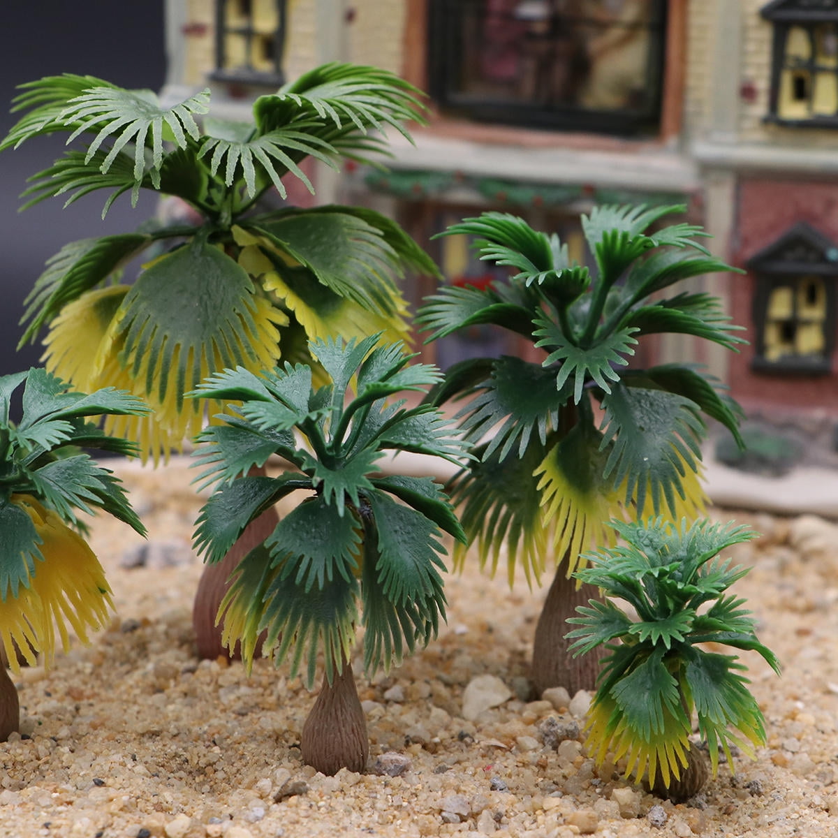 Mobutofu Model Palm Trees 15Pcs Green Plastic Decorative Palm Model For ...